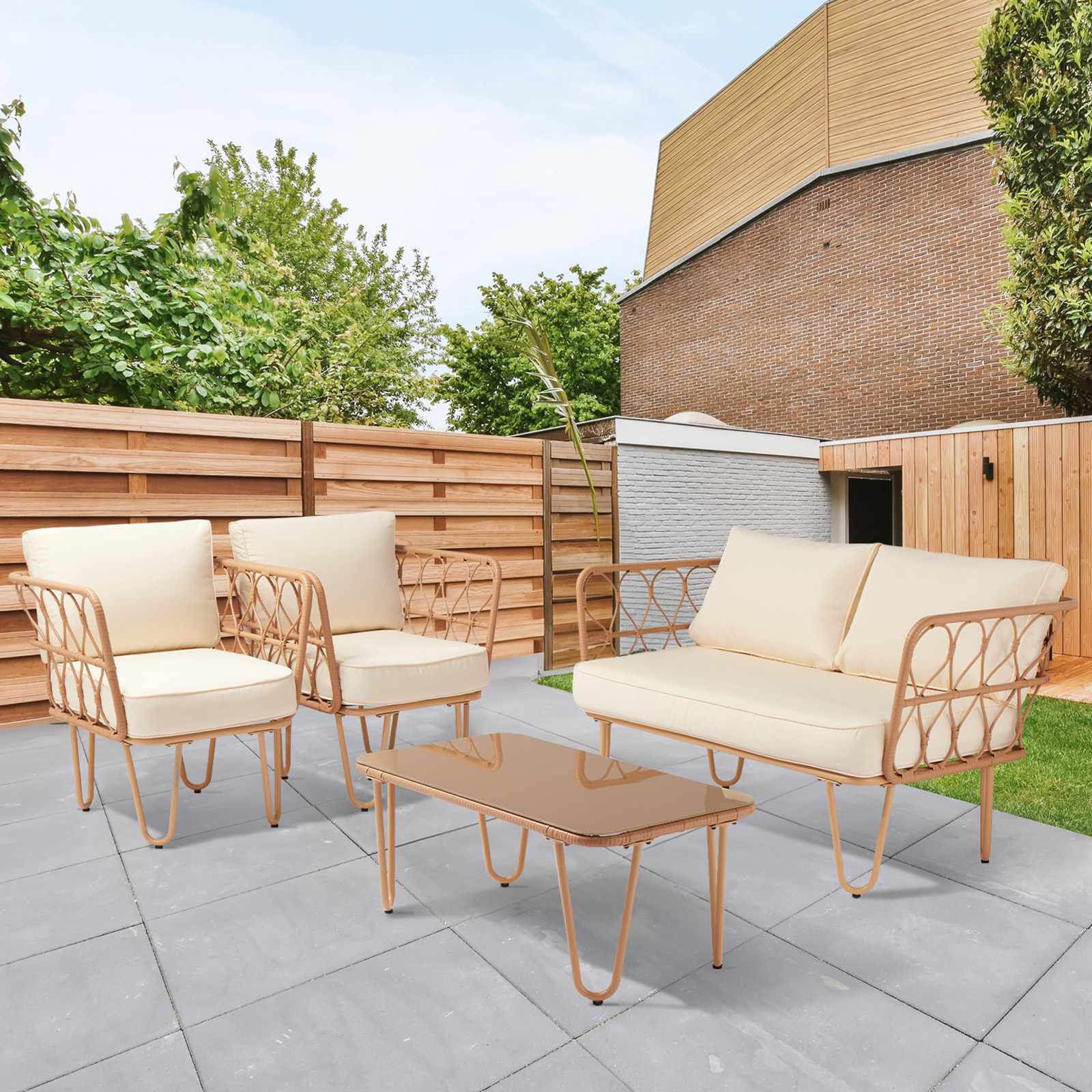 JUSTLET 4 Pieces Patio Furniture Set, Balcony Bistro Set Outdoor All ...