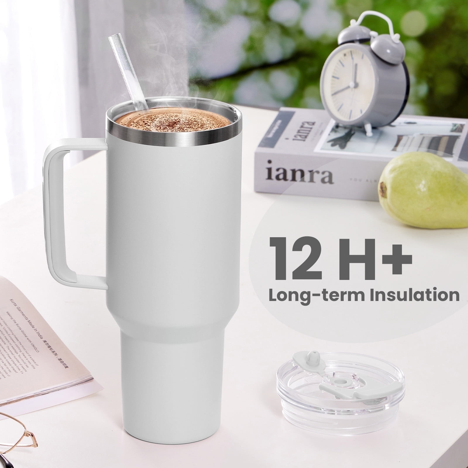 JUSTLET 40 oz Vacuum Insulated Stainless Steel Travel Mug, Tumbler with ...