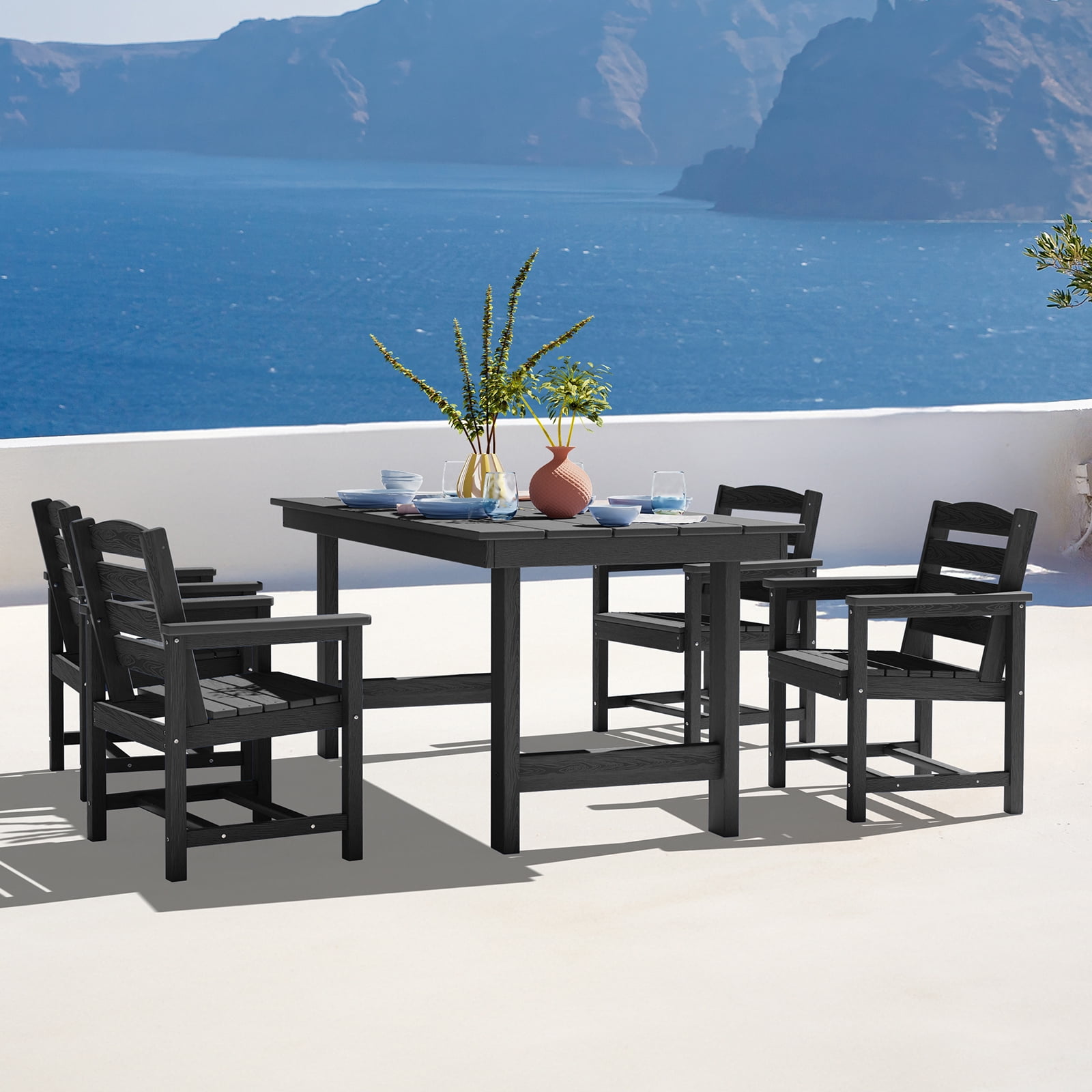 JUSTLET 5 PC Outdoor Patio Furniture Set, Patio Dining Sets, 4 Chairs ...