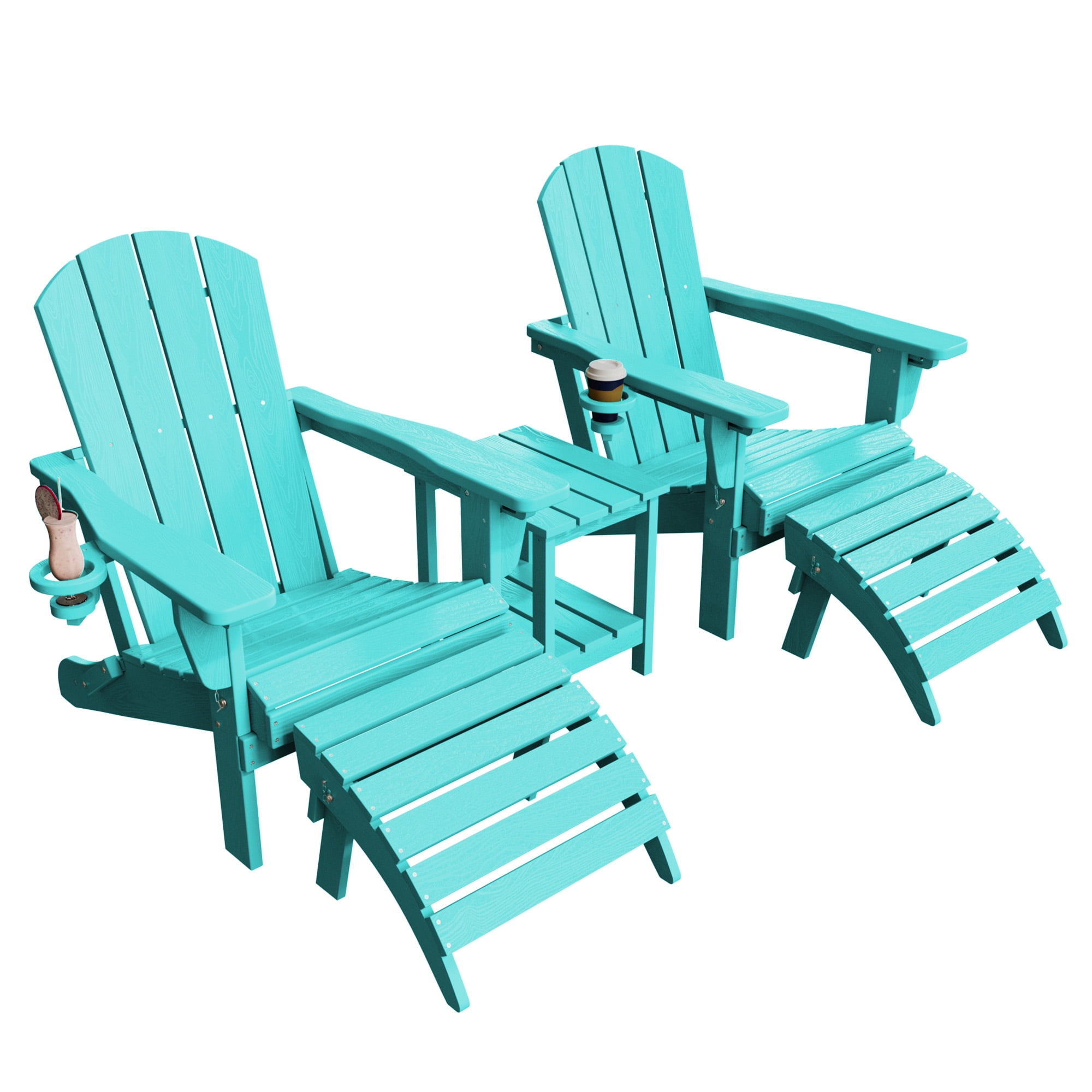JUSTLET 5-Piece Adirondack Chair Set W/ Ottoman and Side Table ...