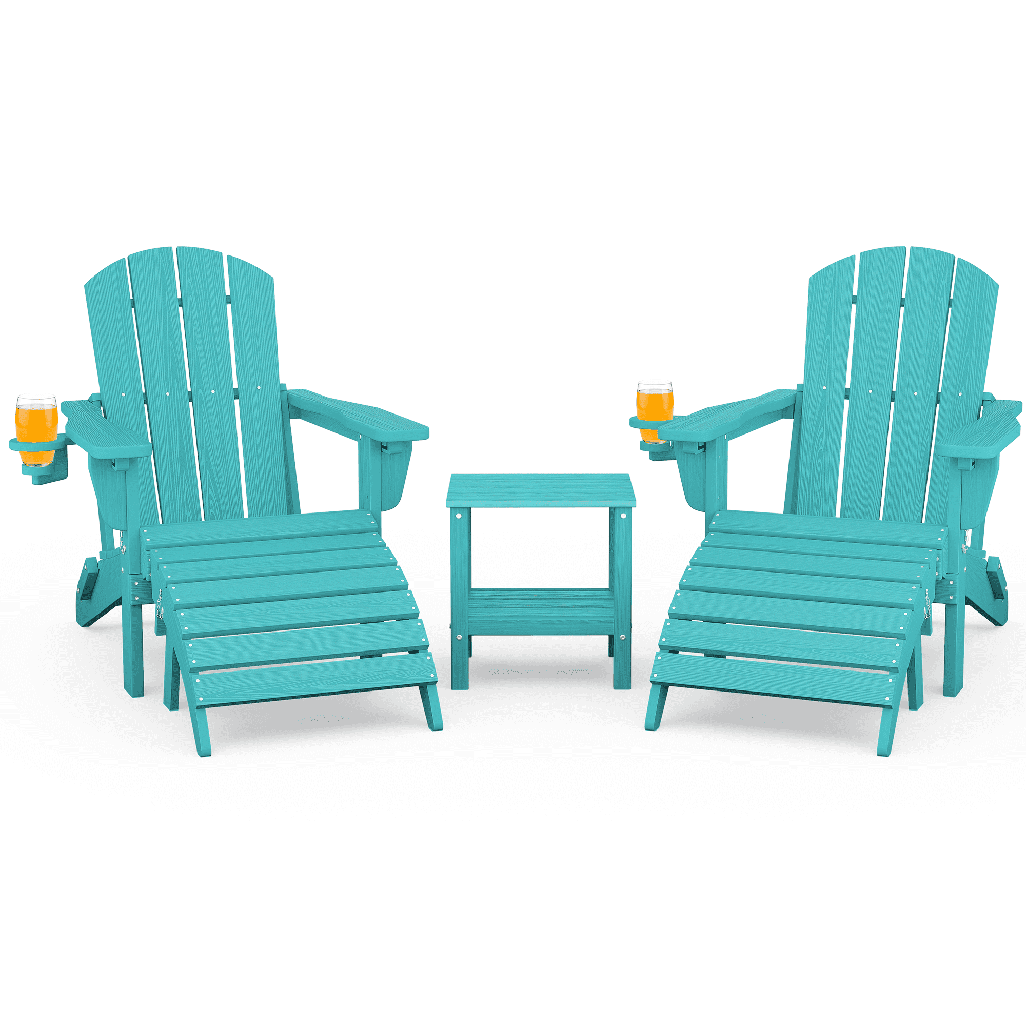 JUSTLET 5-Piece Adirondack Chair Set W/ Ottoman and Side Table ...