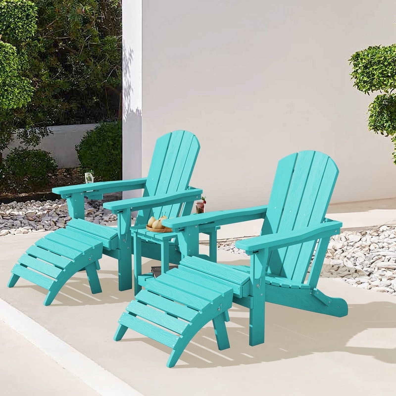 JUSTLET 5-Piece Adirondack Chair Set W/ Ottoman and Side Table ...