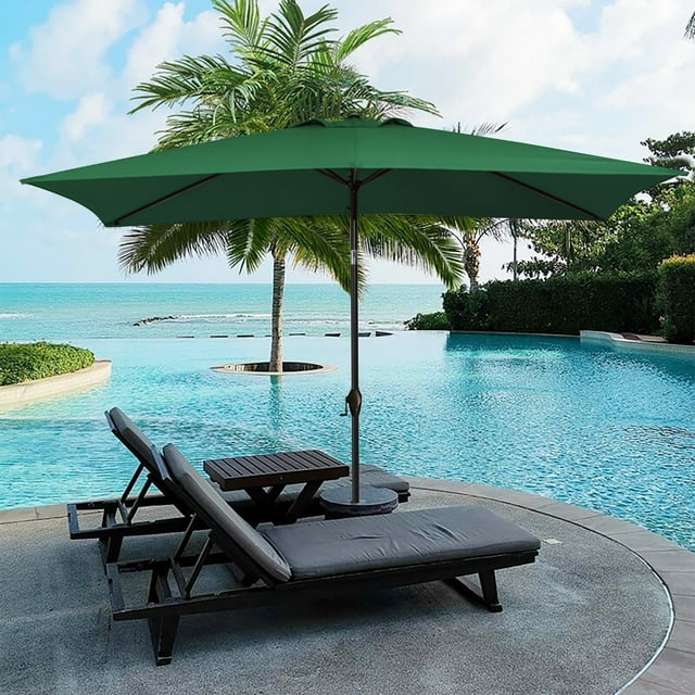 JUSTLET Adjustable 6.5' x 10' Rectangular Patio Umbrella with 6 Ribs ...