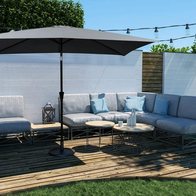 JUSTLET 6.5' x 10' Adjustable Crank Auto Tilt Rectangular Patio ...