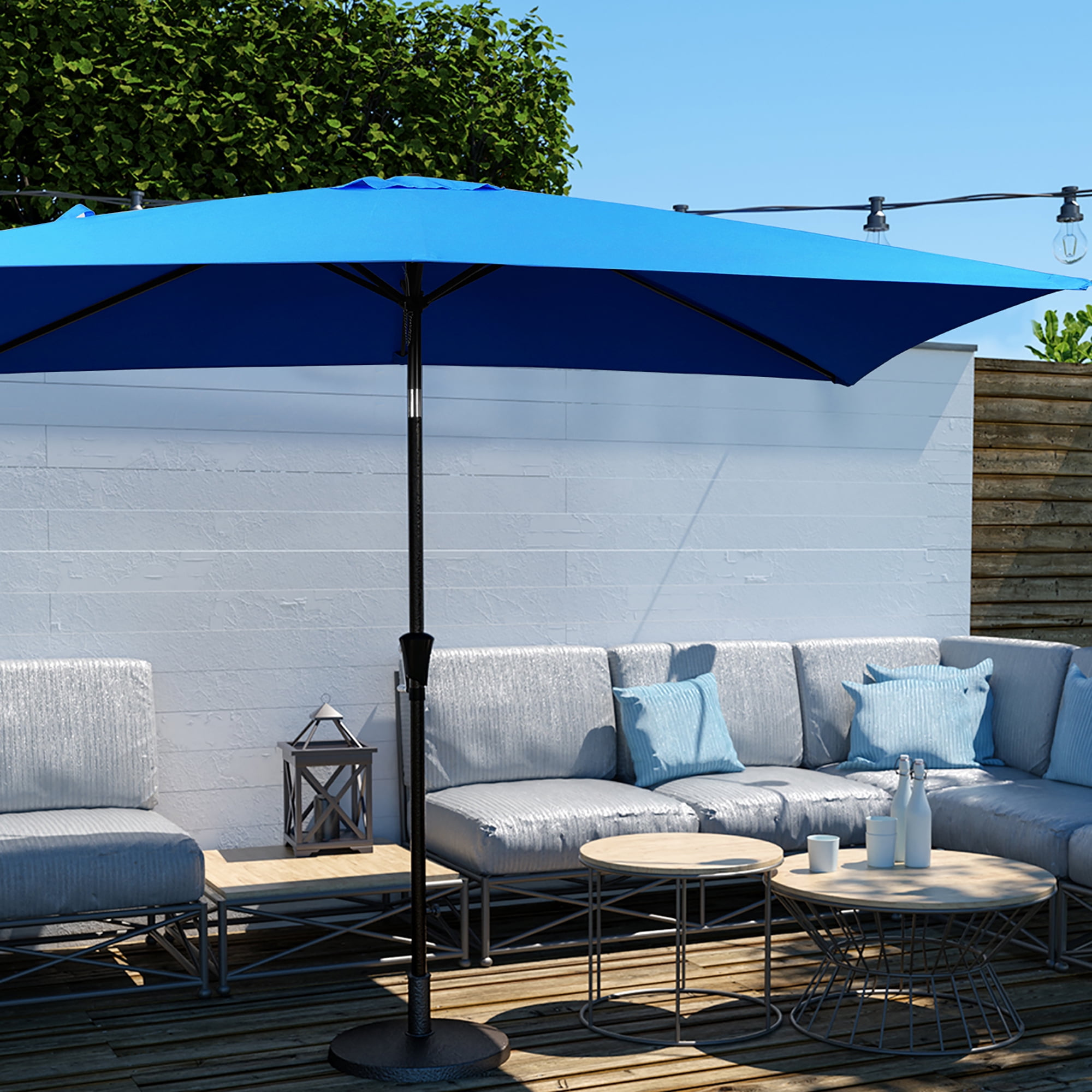 JUSTLET 6.5' x 10' Yard Rectangular Patio Umbrella with Crank, Outdoor ...