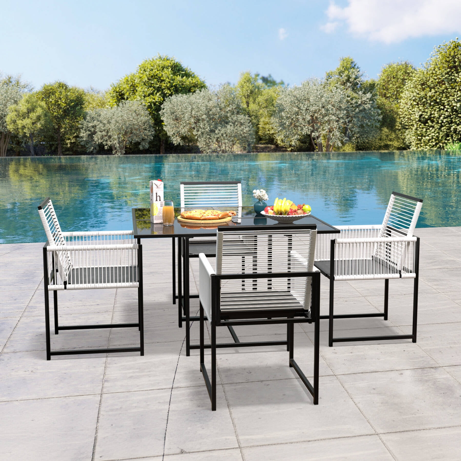 Haverchair 5-Piece Outdoor Cast Aluminum Bistro Dining Set, 4 Chairs, 1 ...
