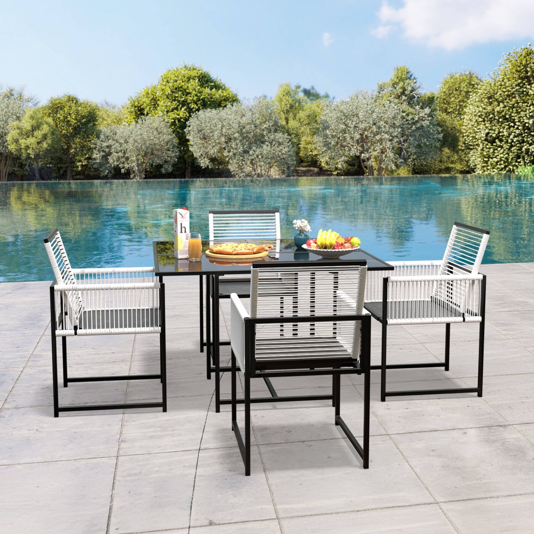 JUSTLET 6 Pieces Outdoor Dining Table Set, Patio Bar Dining Set Patio ...
