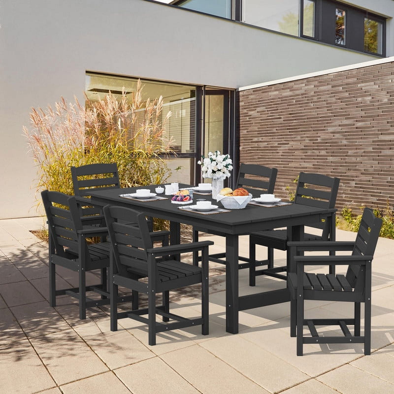 JUSTLET 7-Piece Outdoor Patio Dining Set, Including 6 Chairs and 1 ...