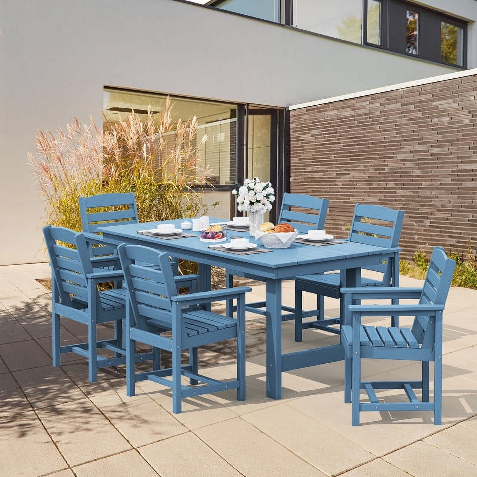 JUSTLET 7 PC Outdoor Patio Dining Set, 6 Chairs and 1 Table for Dinner ...
