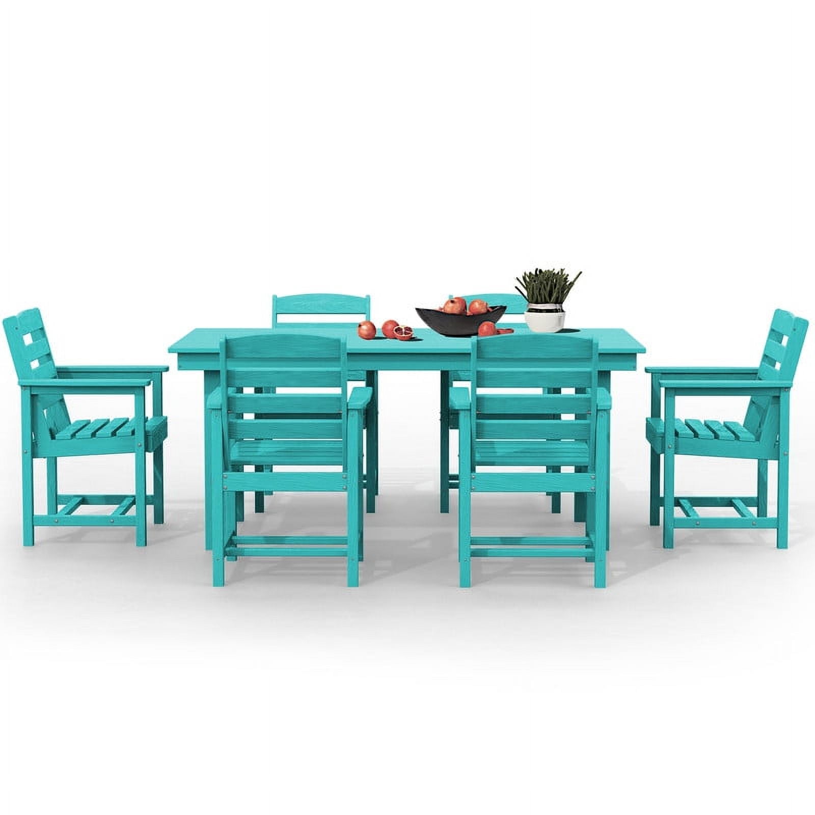 JUSTLET 7 PC Outdoor Backyard Dining Set, 6 Chairs & 1 Table, Turquoise ...