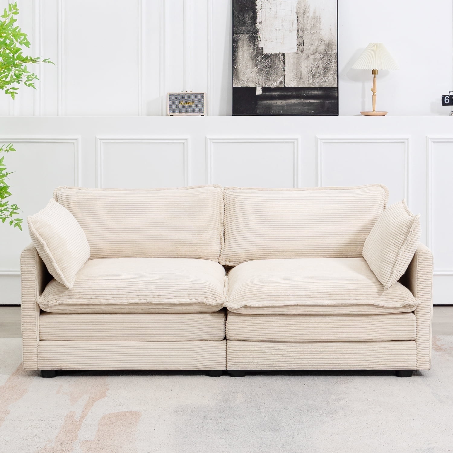 JUSTLET 78" Loveseat Sofa for Living Room, Modern 2 Seater Corduroy ...