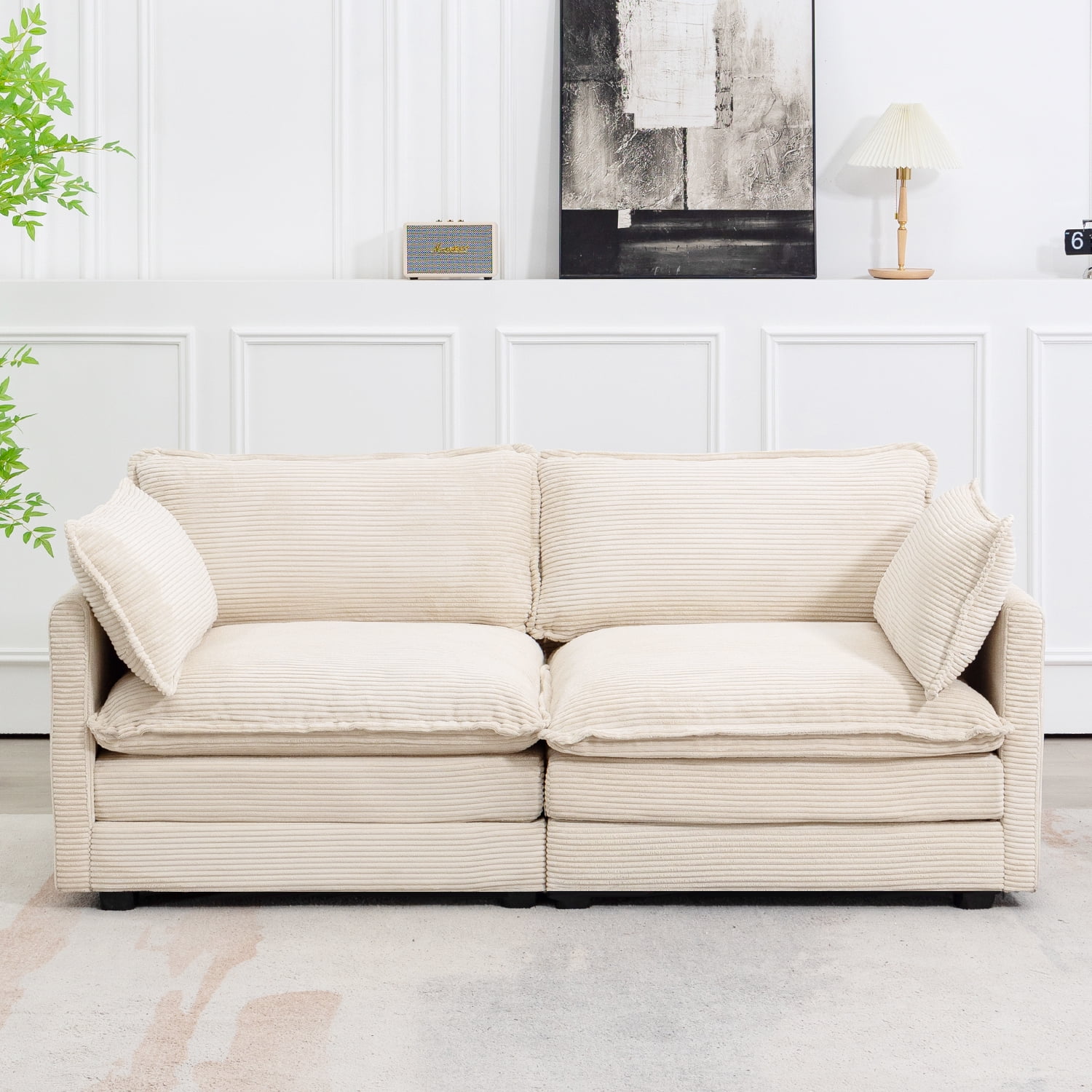"JUSTLET Modern Loveseat Sofa for Small Spaces, 76.8"" Overstuffed 2 ...