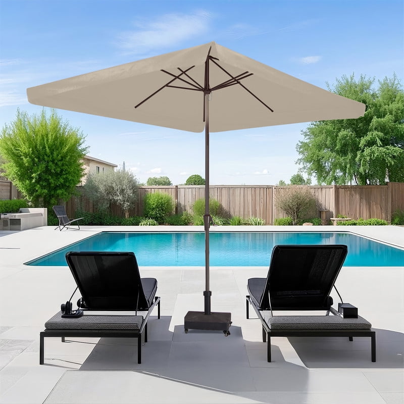 JUSTLET 8*10 FT Outdoor Patio Umbrella with Crank Sysytem and 8 Sturdy ...