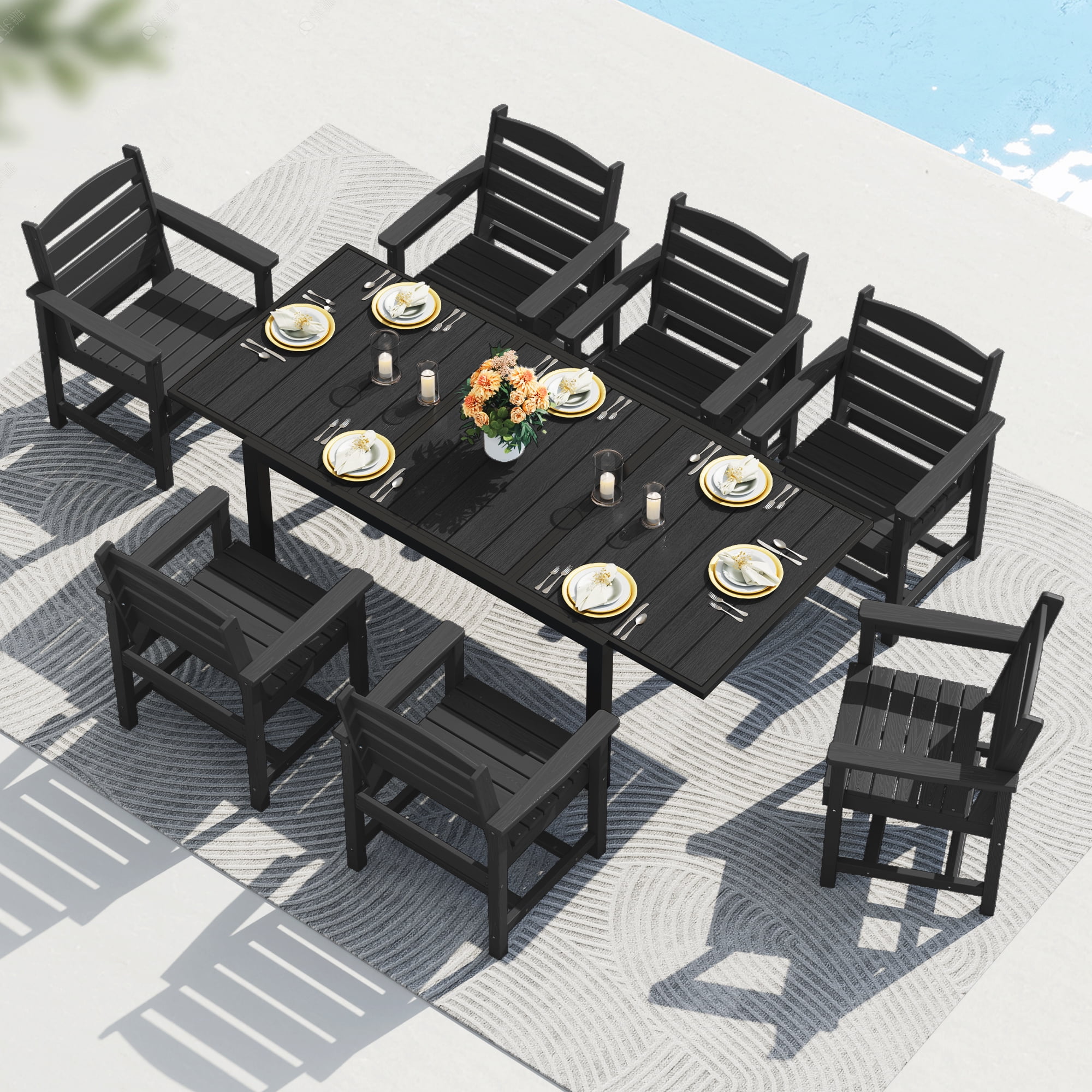 JUSTLET 8-Piece Expandable Outdoor Dining Set,Aluminum Expandable Patio ...