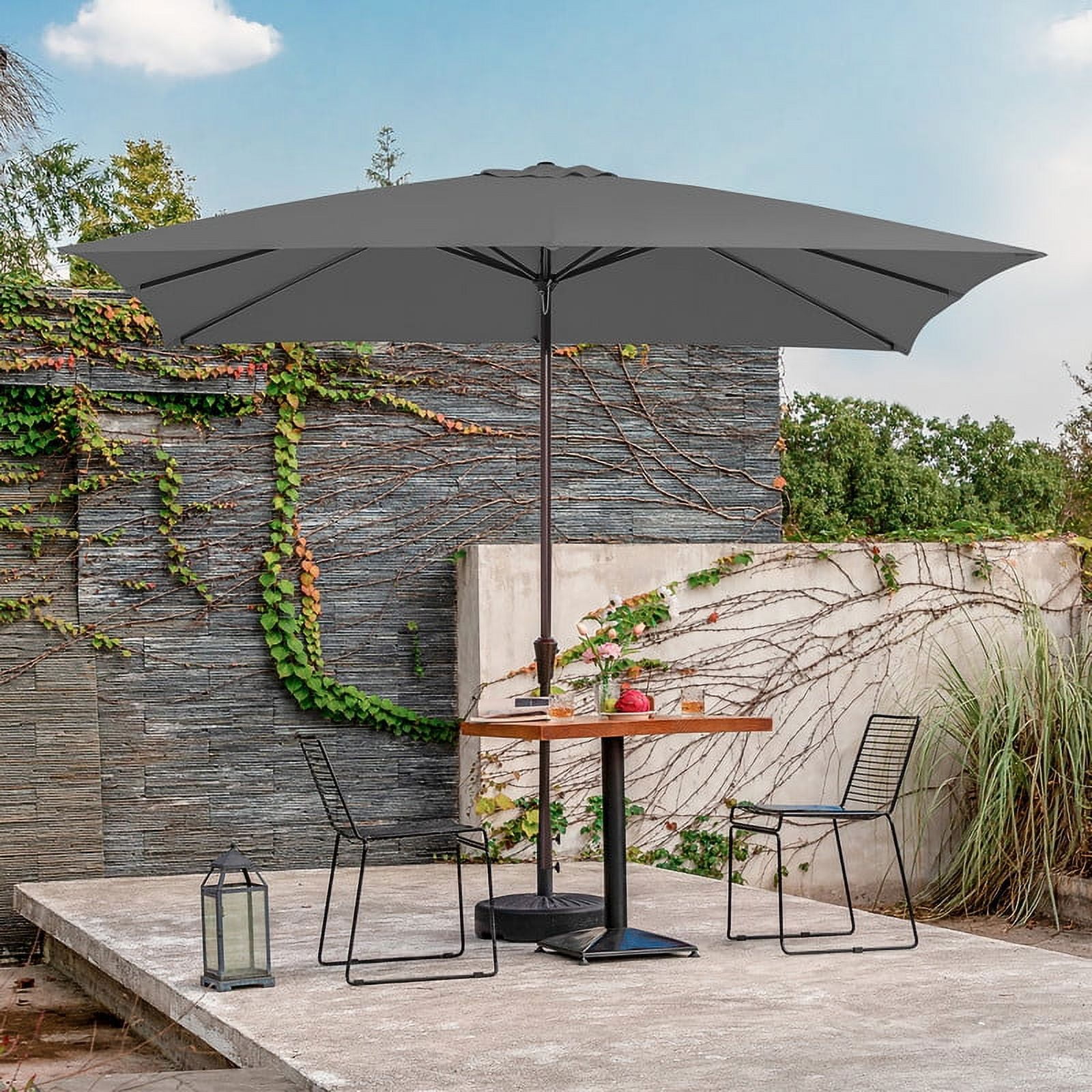 JUSTLET 8 x 10 ft Outdoor Rectangular Patio Market Umbrella, Gray ...