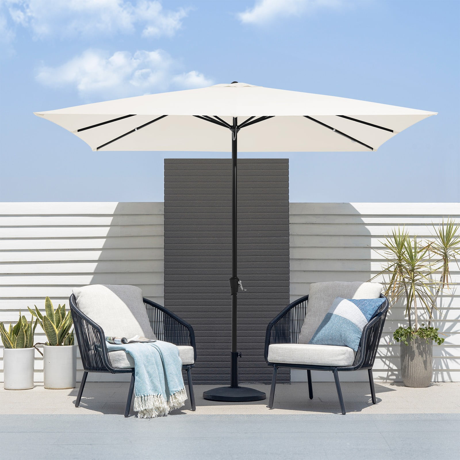 JUSTLET 8'x10' Patio Umbrella, Off-White, Outdoor Shade, Waterproof, UV ...