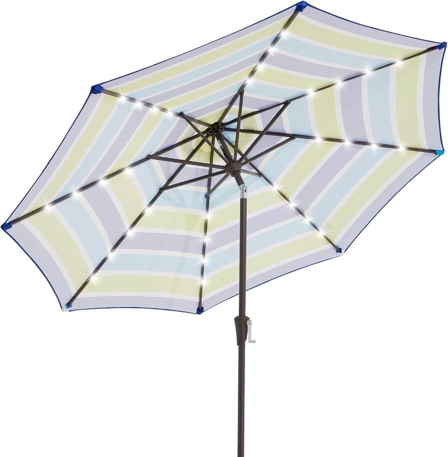 JUSTLET 9' Outdoor Patio Market Solar Umbrella w/ LED Lights,Blue and ...