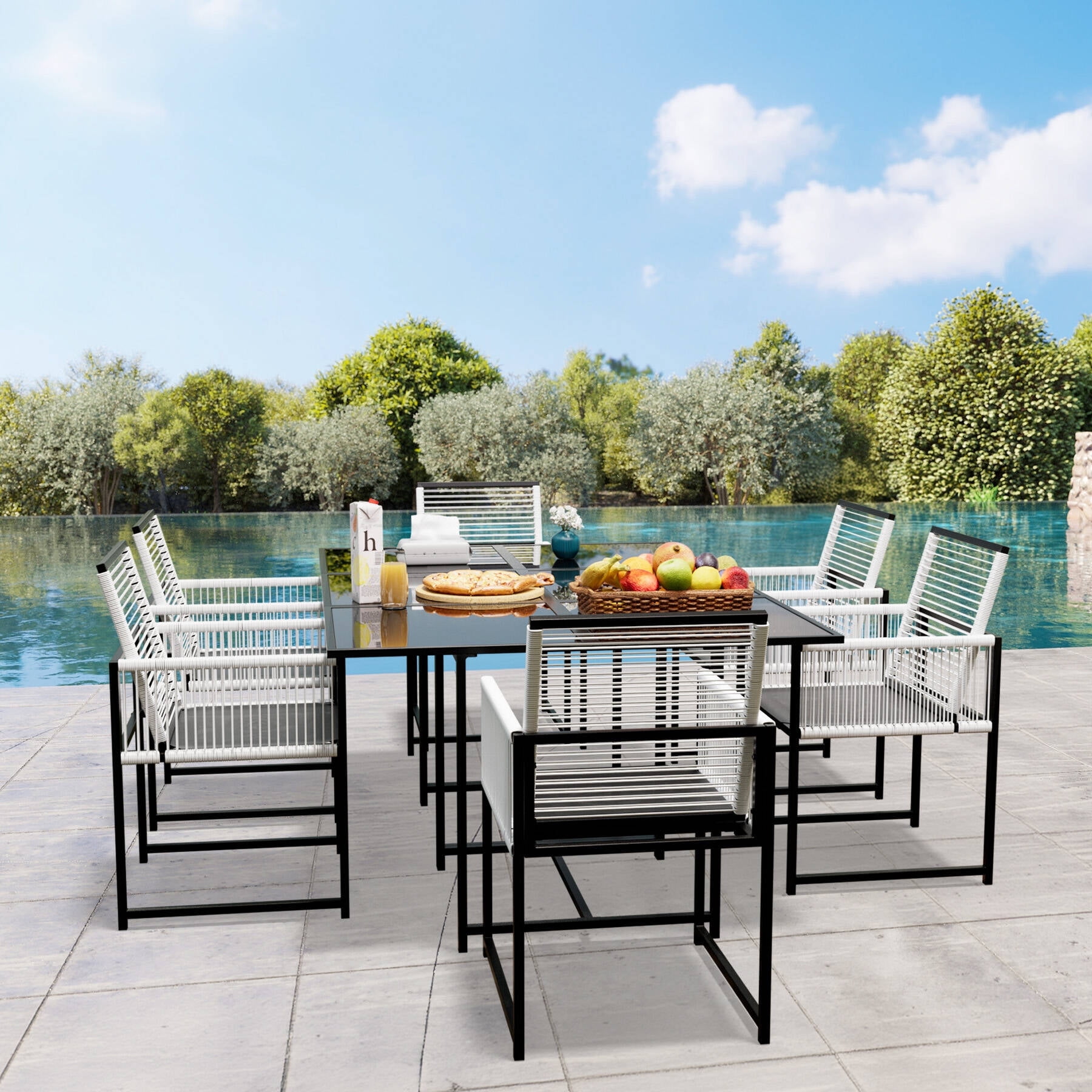 JUSTLET 9 Piece Outdoor Dining Table Set, Patio Bar Dining Set Patio ...