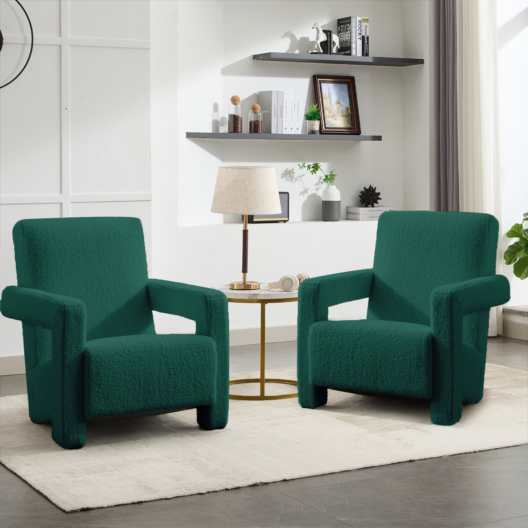 JUSTLET Accent Chair Set of 2, Upholstered Armchair, Modern Fluffy ...