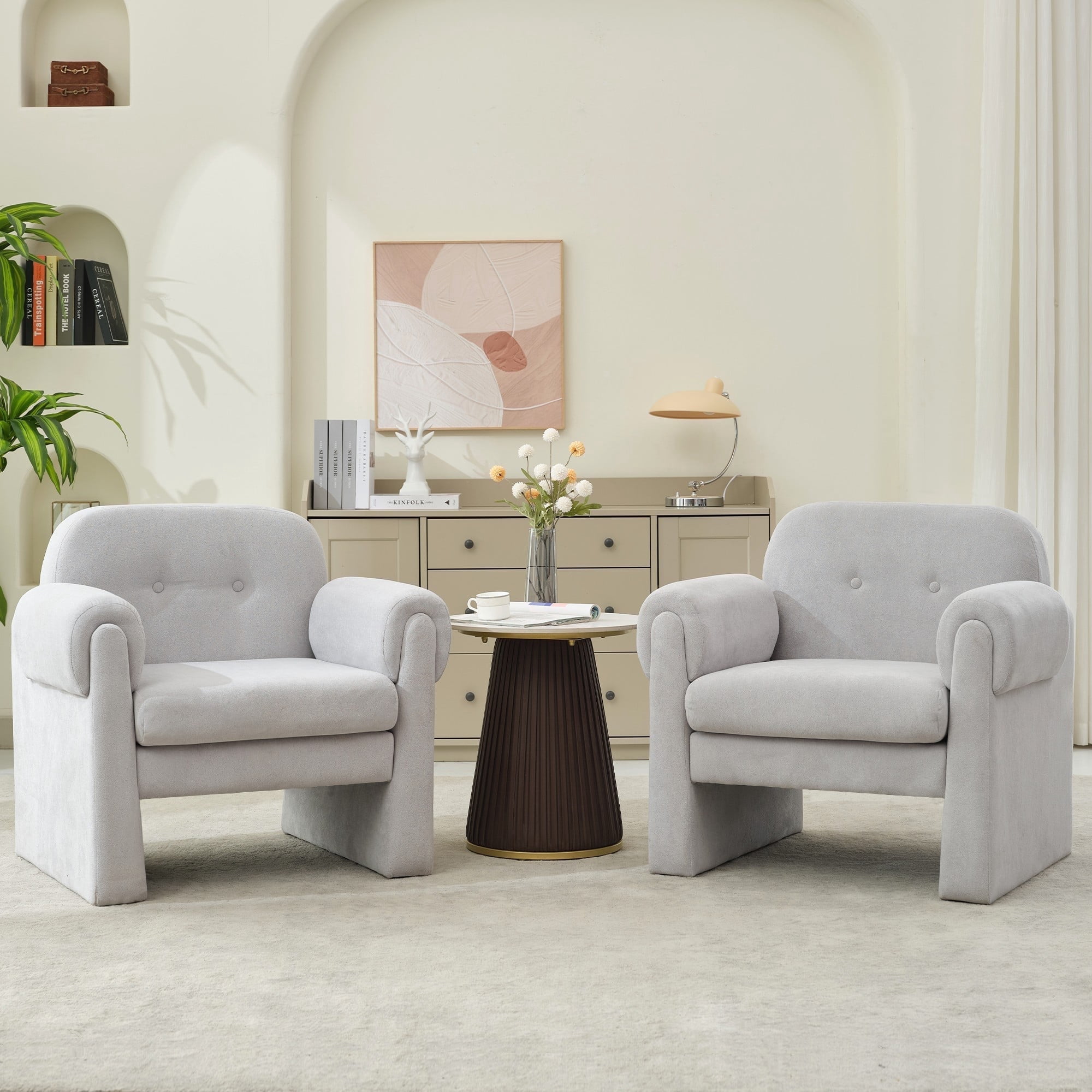 JUSTLET Accent Chair Set of 2, Upholstered Mid Century Modern Chair ...