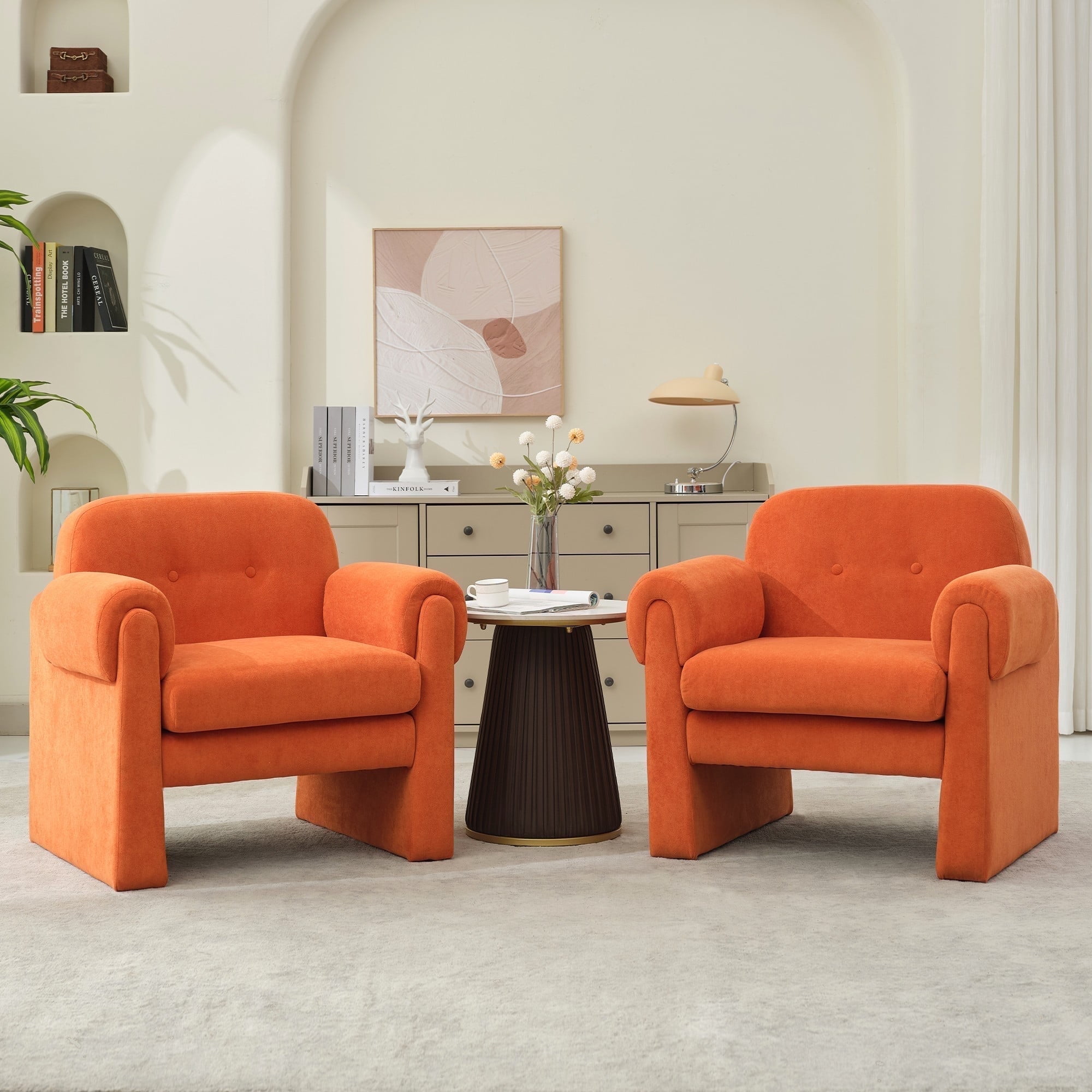 JUSTLET Accent Chair Set of 2, Upholstered Mid Century Modern Chair ...