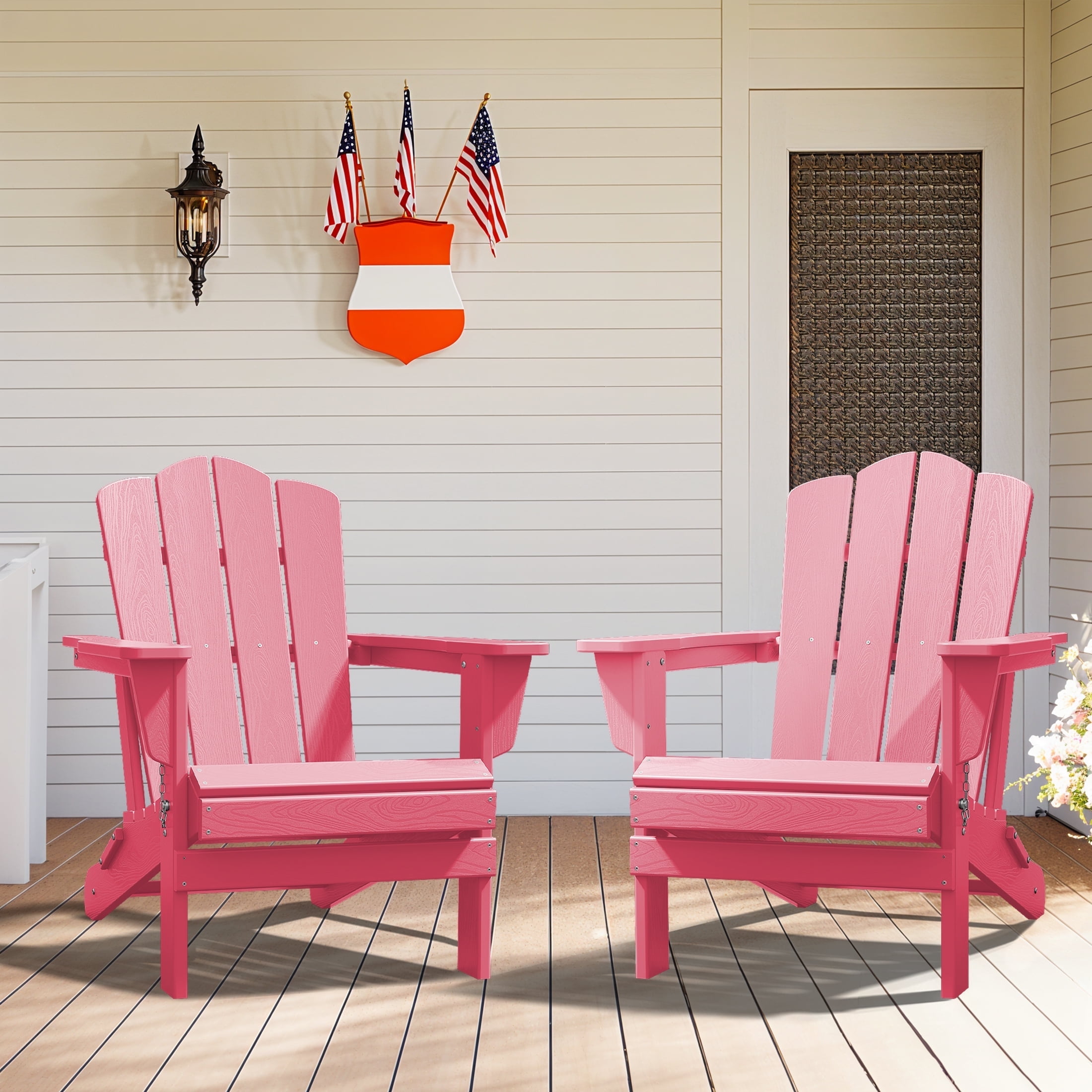 JUSTLET Adirondack Chair, 2PC Plastic Folding Outdoor Patio Chairs ...