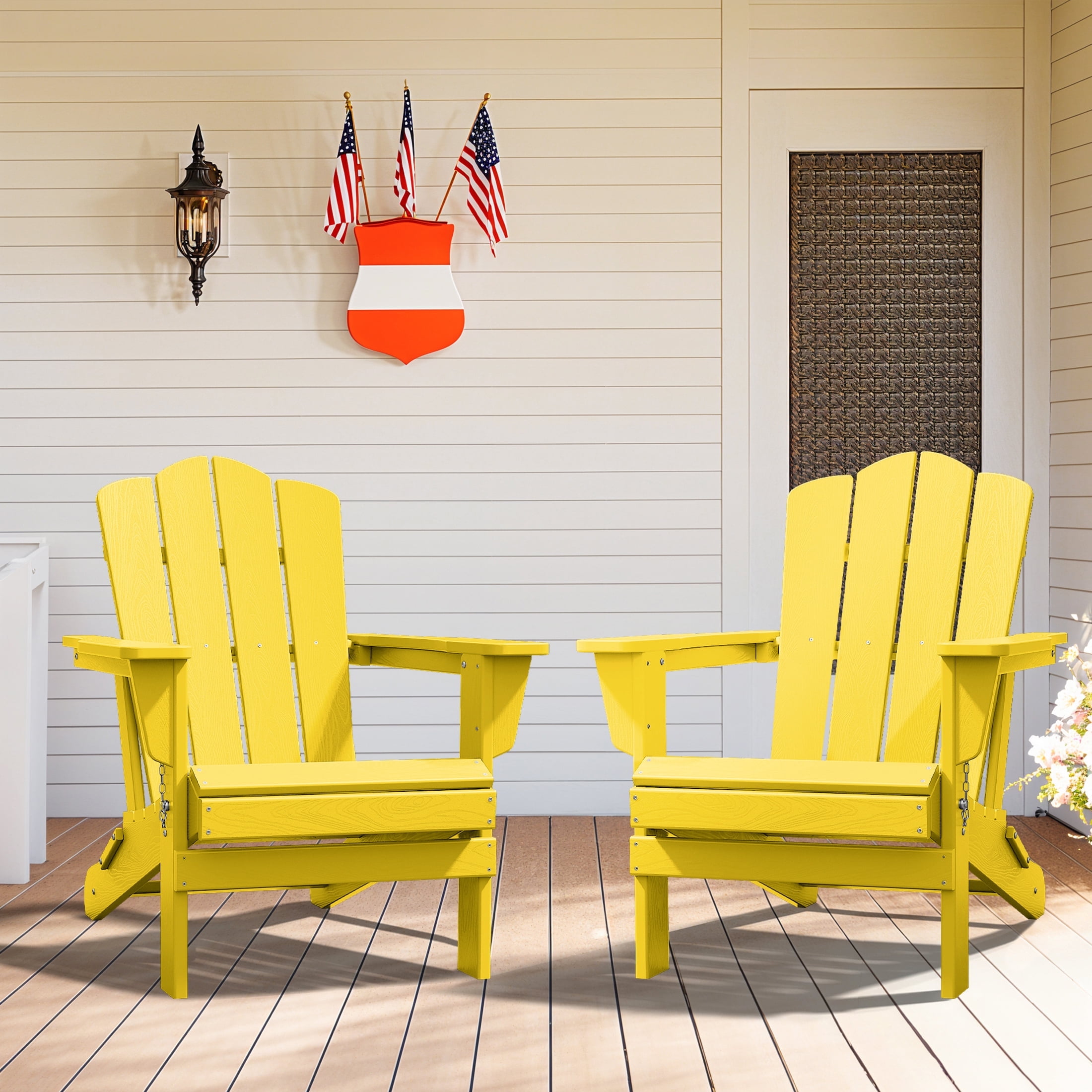 JUSTLET Adirondack Chair, 2PC Plastic Folding Outdoor Patio Chairs ...