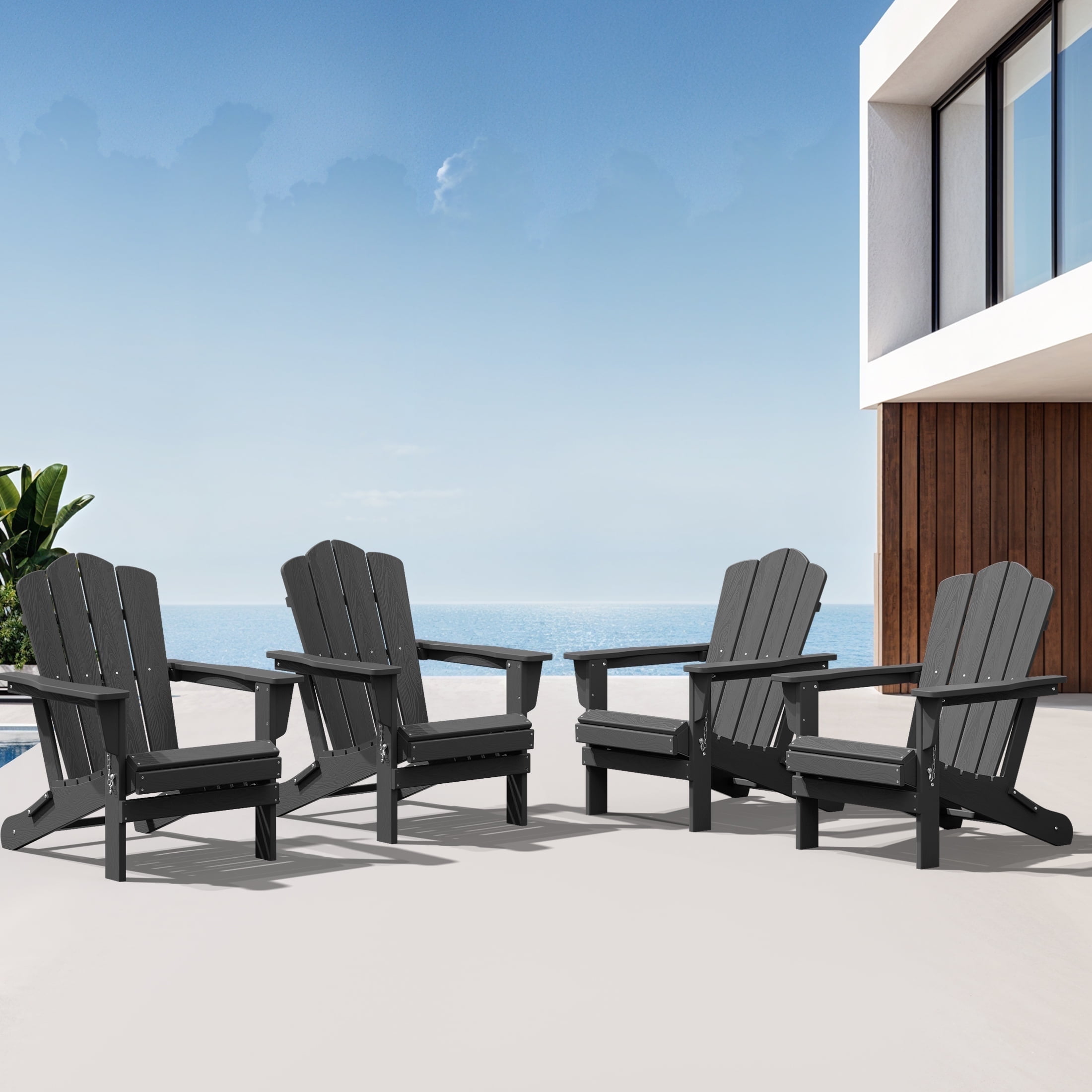 JUSTLET Adirondack Chair, 4PC Plastic Folding Outdoor Patio Chairs ...