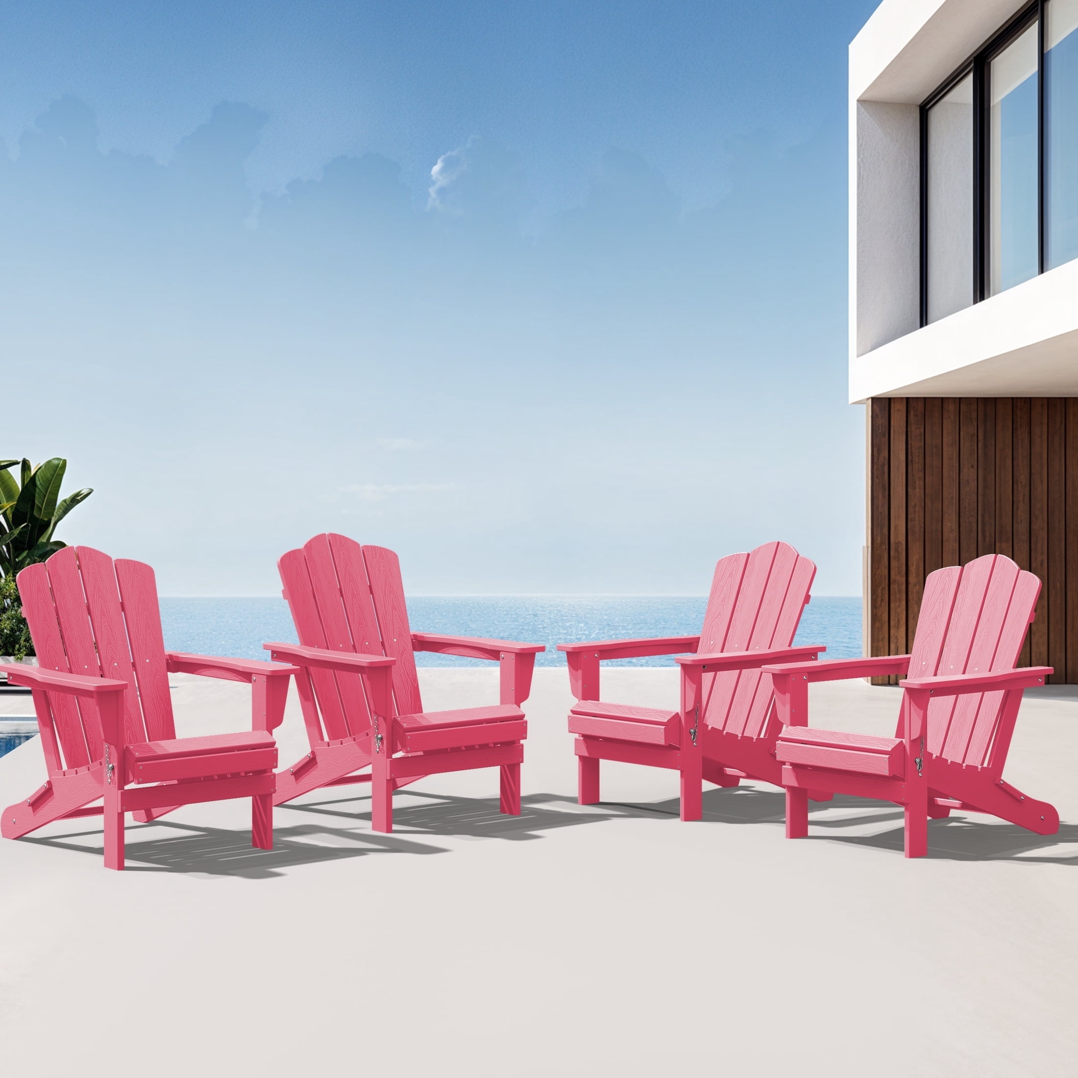 JUSTLET Adirondack Chair, 4PC Plastic Folding Outdoor Patio Chairs ...