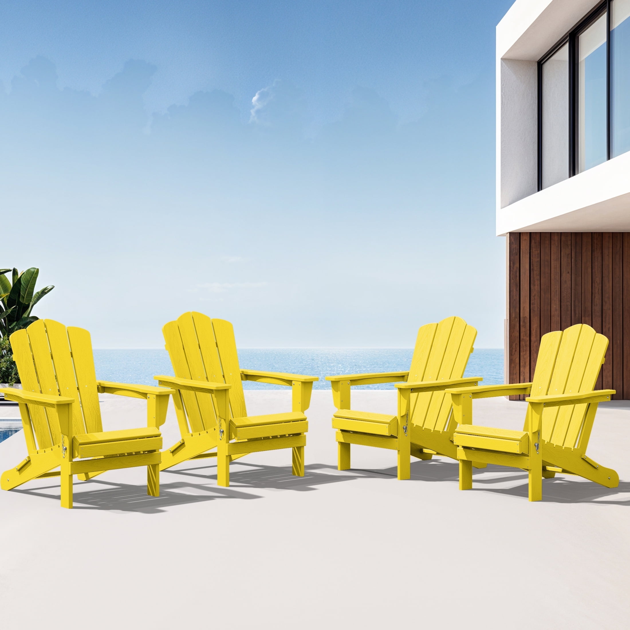 JUSTLET Adirondack Chair, 4PC Plastic Folding Outdoor Patio Chairs ...
