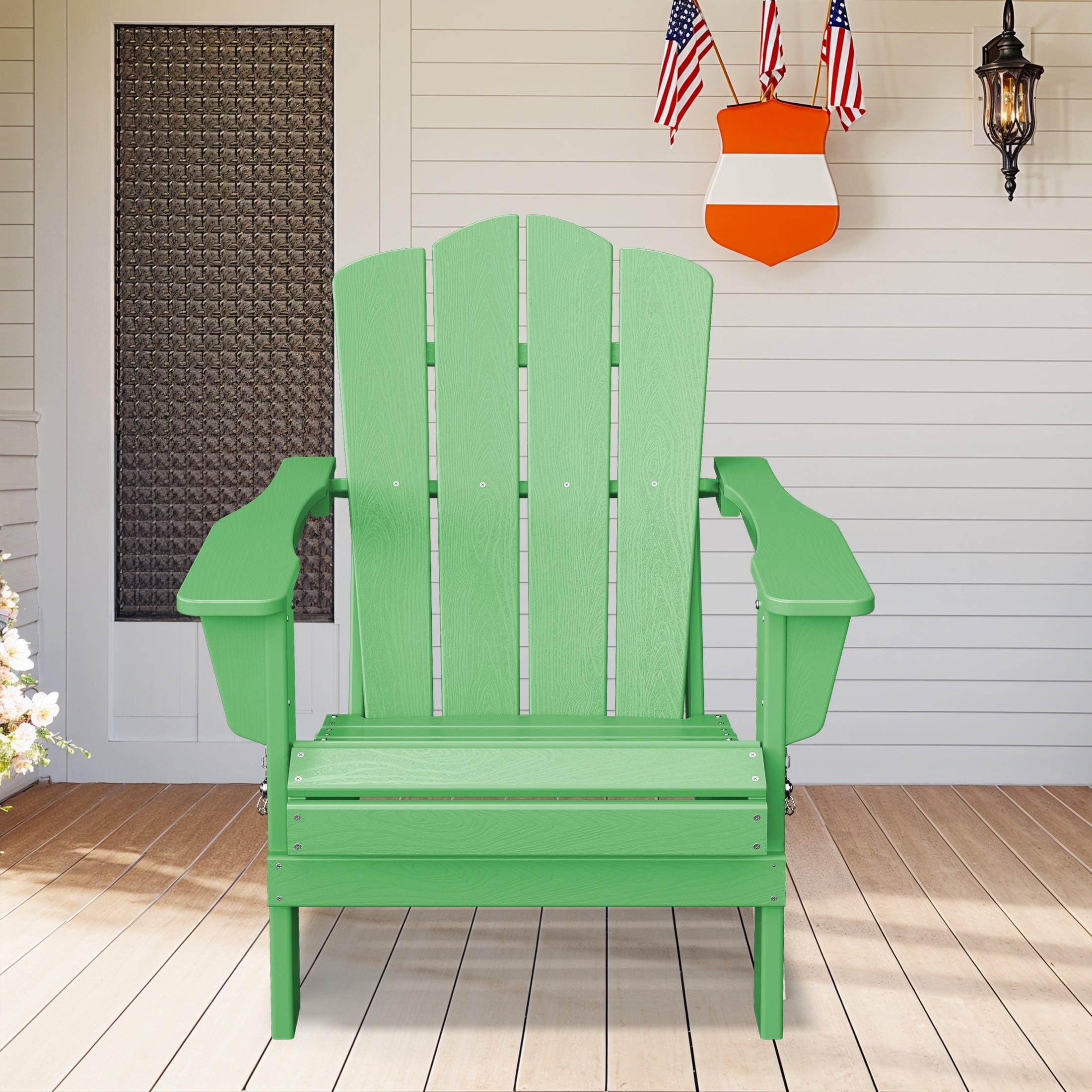 JUSTLET Adirondack Chair, Folding Plastic Outdoor Chair, HDPE, Light ...
