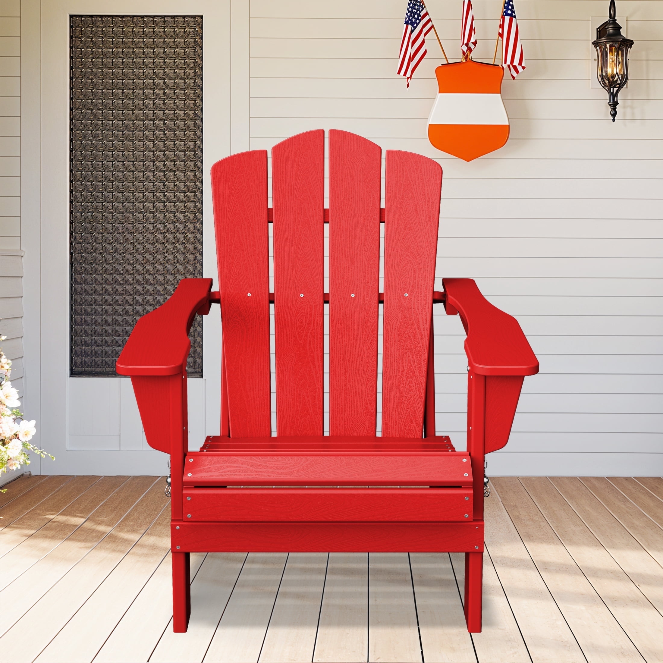 Adirondack Red Chair, Foldable Durable Outdoor Marine-Grade HDPE ...