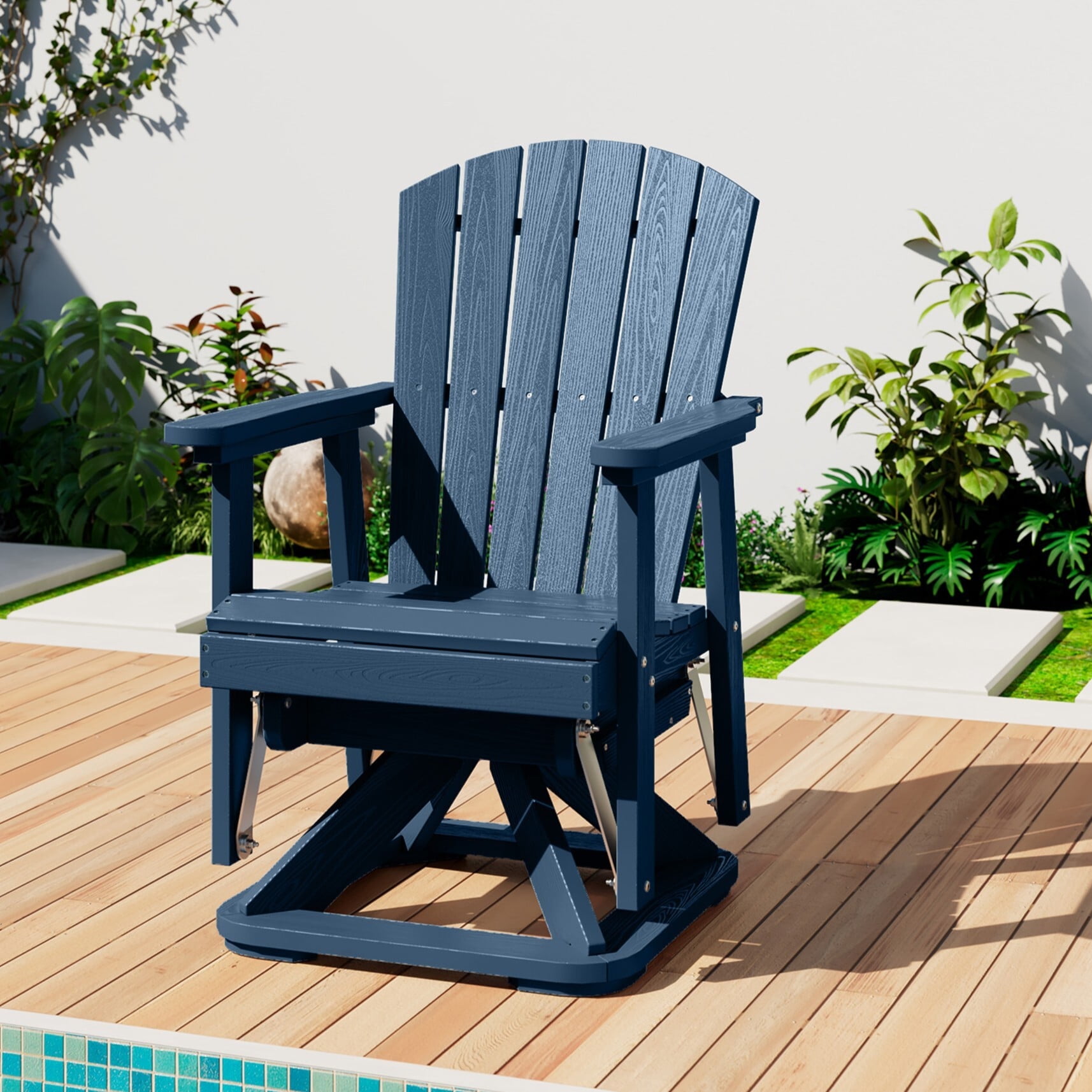 JUSTLET Adirondack Swivel Glider Chair, HDPE Resin Rocking Glider Chair ...