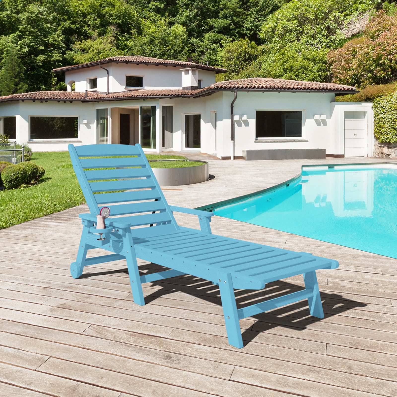 JUSTLET Comfy Adjustable Wheeled HDPE Plastic Patio Lounge JUSTLET Comfy Adjustable Wheeled HDPE Plastic Patio Lounge