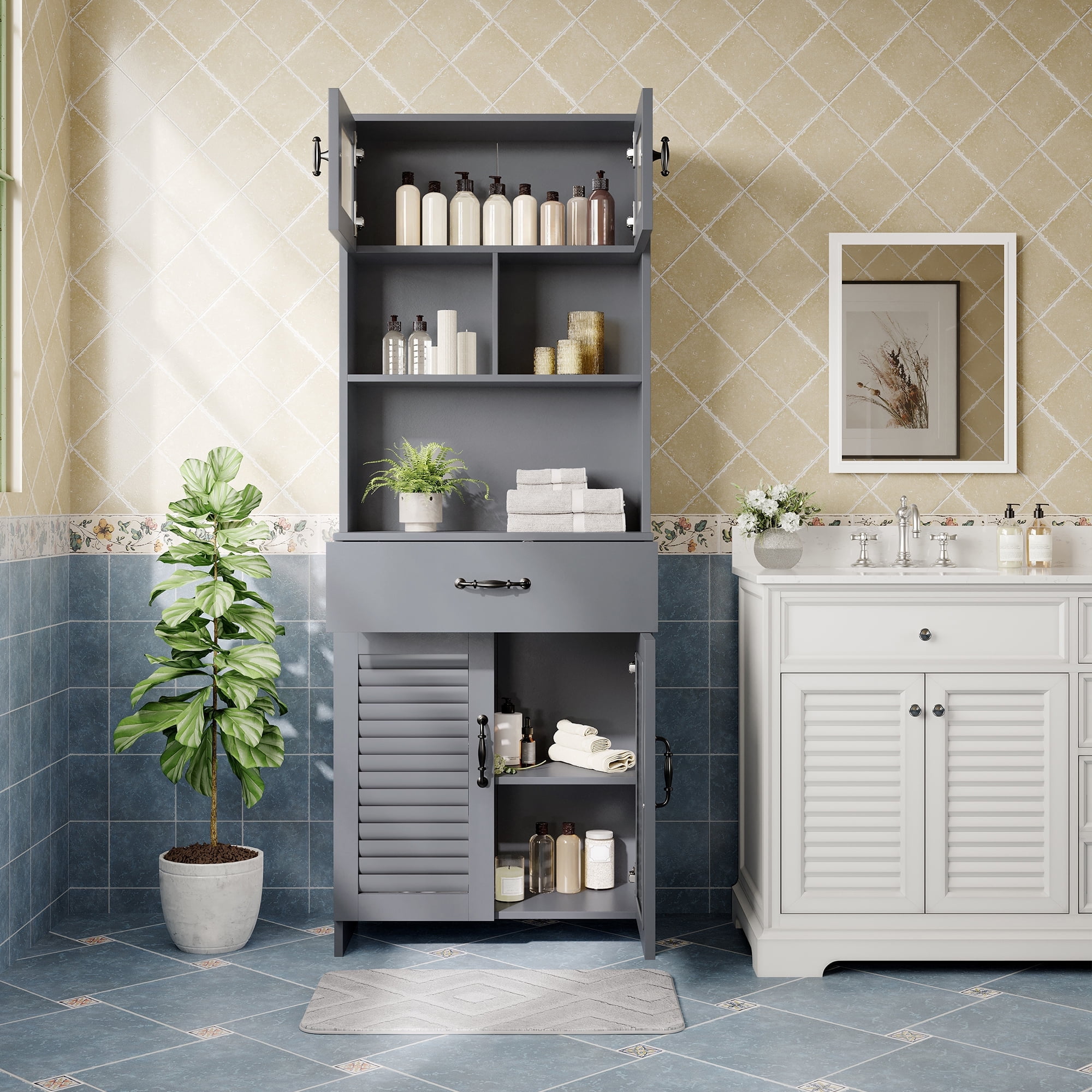 JUSTLET Bathroom Storage Cabinet, Storage Cabinet with Drawer and ...