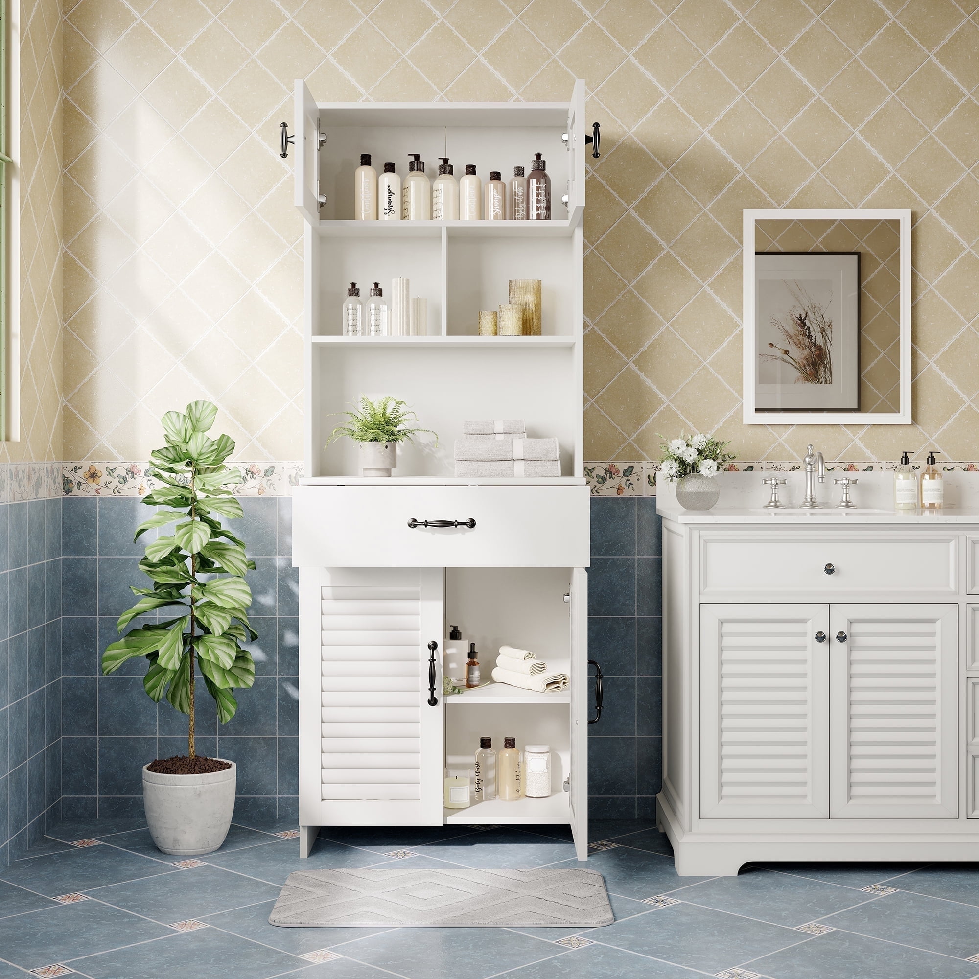 JUSTLET Bathroom Storage Cabinet, Storage Cabinet with Drawer and ...