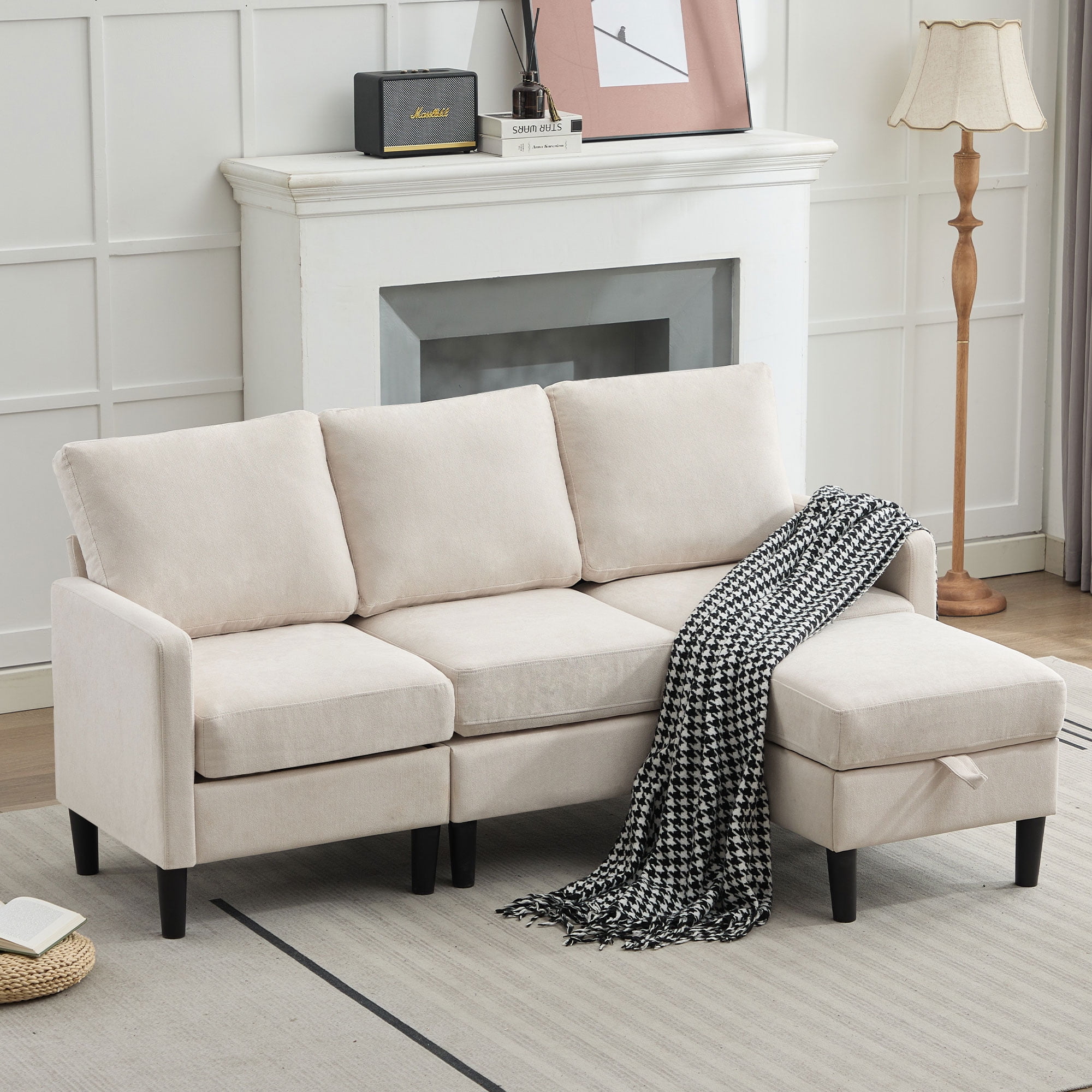 JUSTLET Compact L-Shaped Sectional Sofa, Modern and Comfortable Couch ...