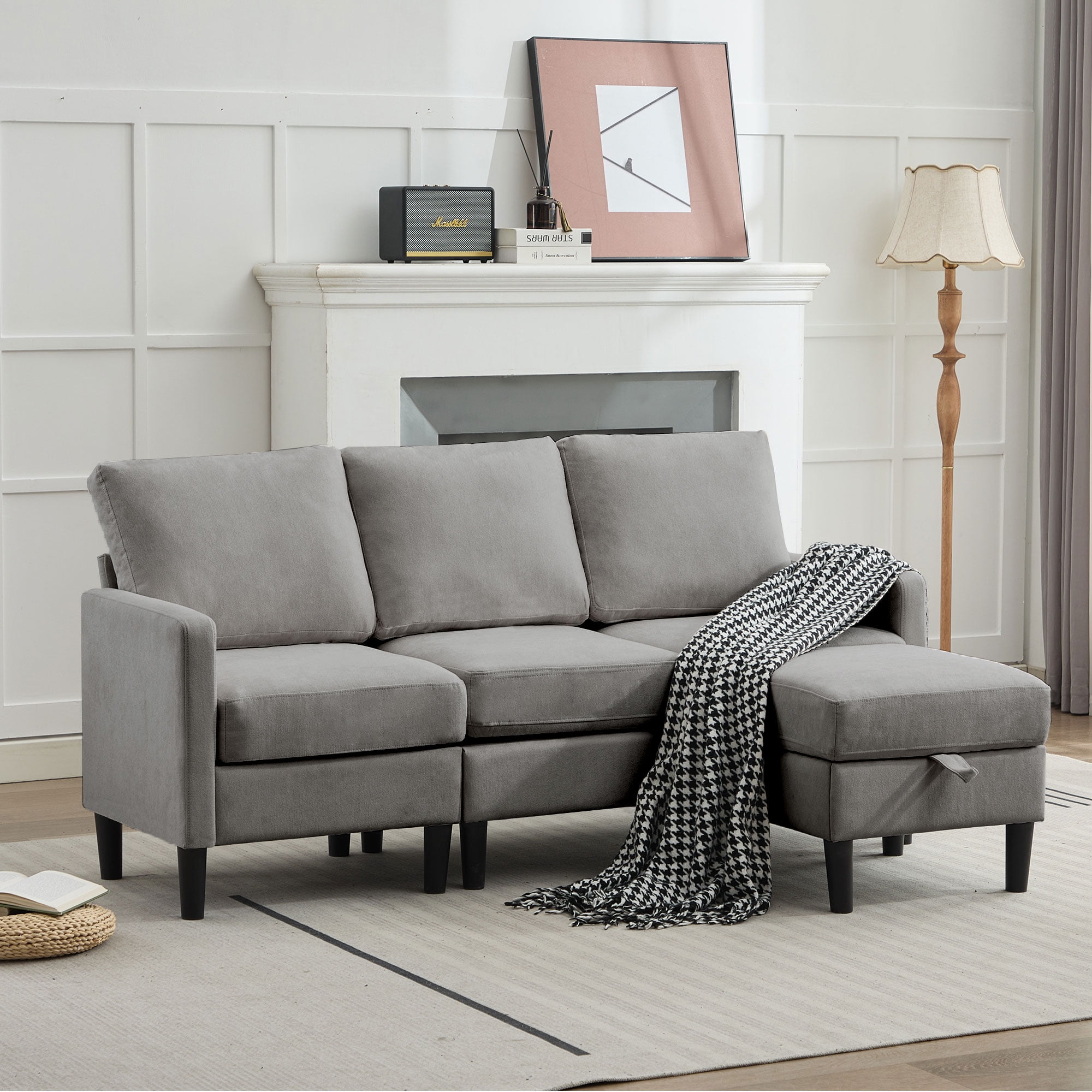 JUSTLET Compact L-Shaped Sectional Sofa, Modern and Comfortable Couch ...