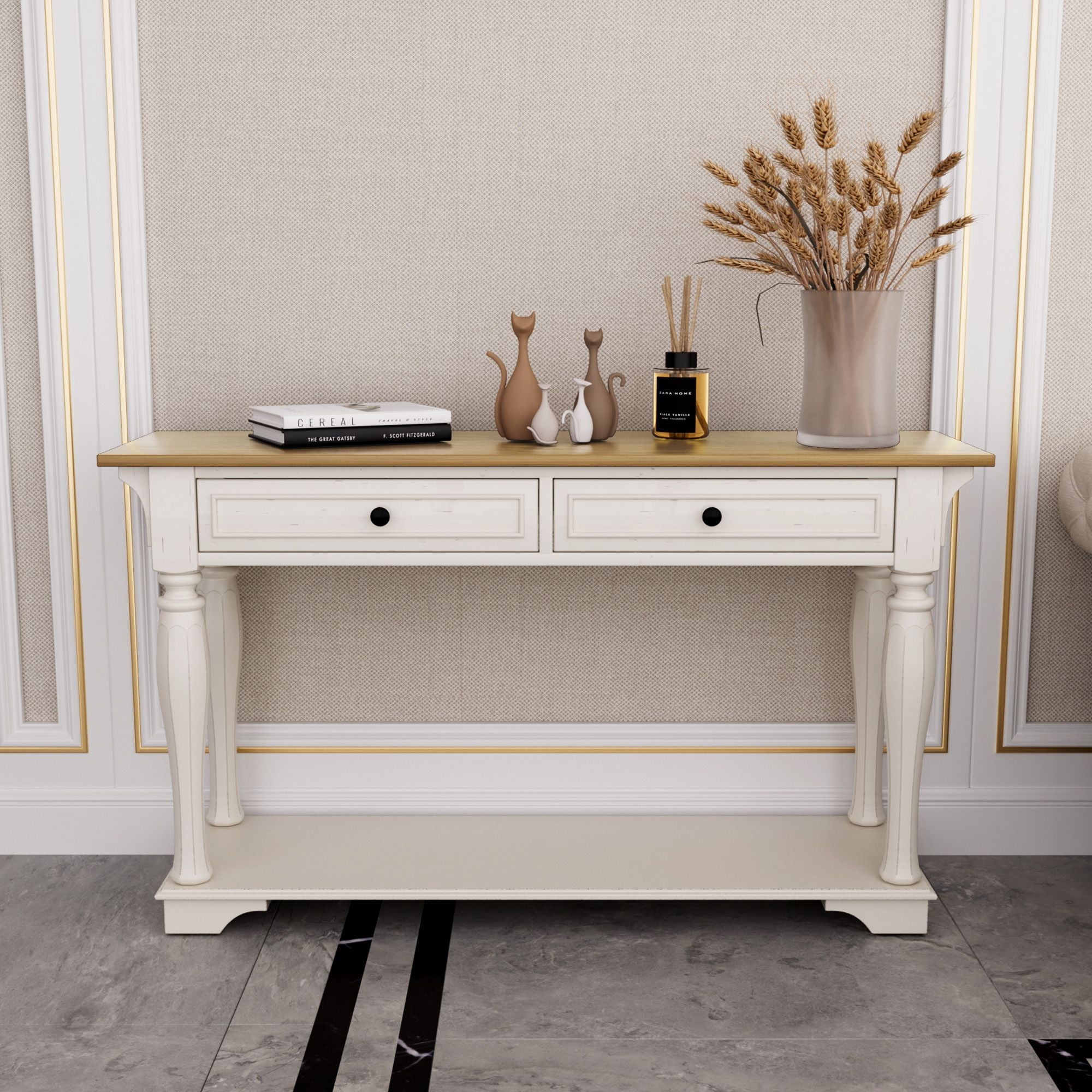 JUSTLET Entryway Table with Storage, Solid Wood Console Table with ...