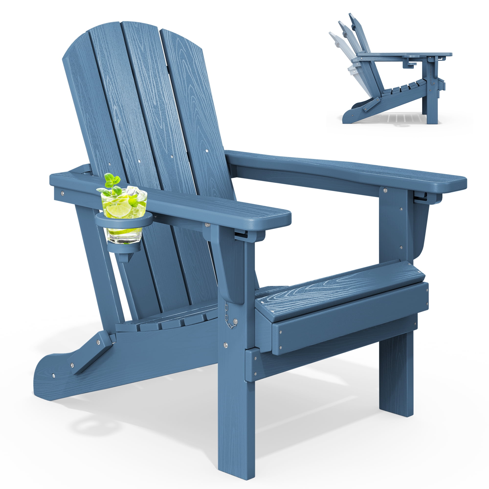 JUSTLET Folding Adirondack Chairs HDPE Weather Resistant,Patio Chair ...