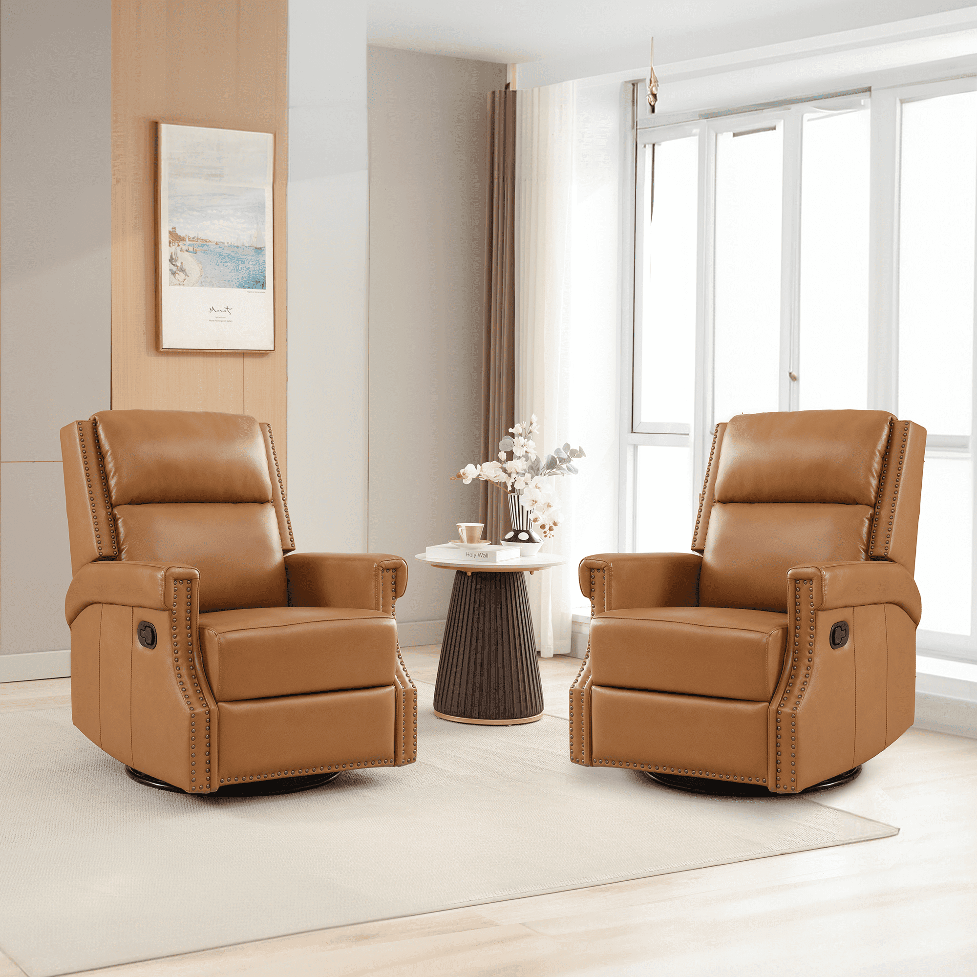 JUSTLET Swivel Rocker Recliner Chair Set of 2, 360 Degree Swivel ...