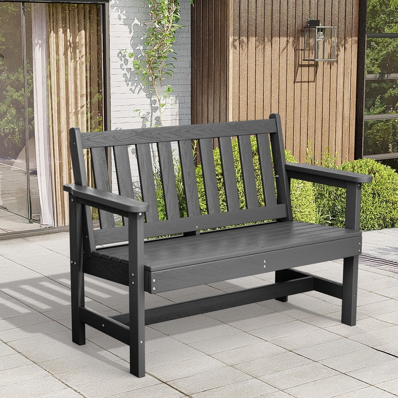JUSTLET HDPE 48.8" 2-Person Weather-Resistant Park Bench for Outdoor ...
