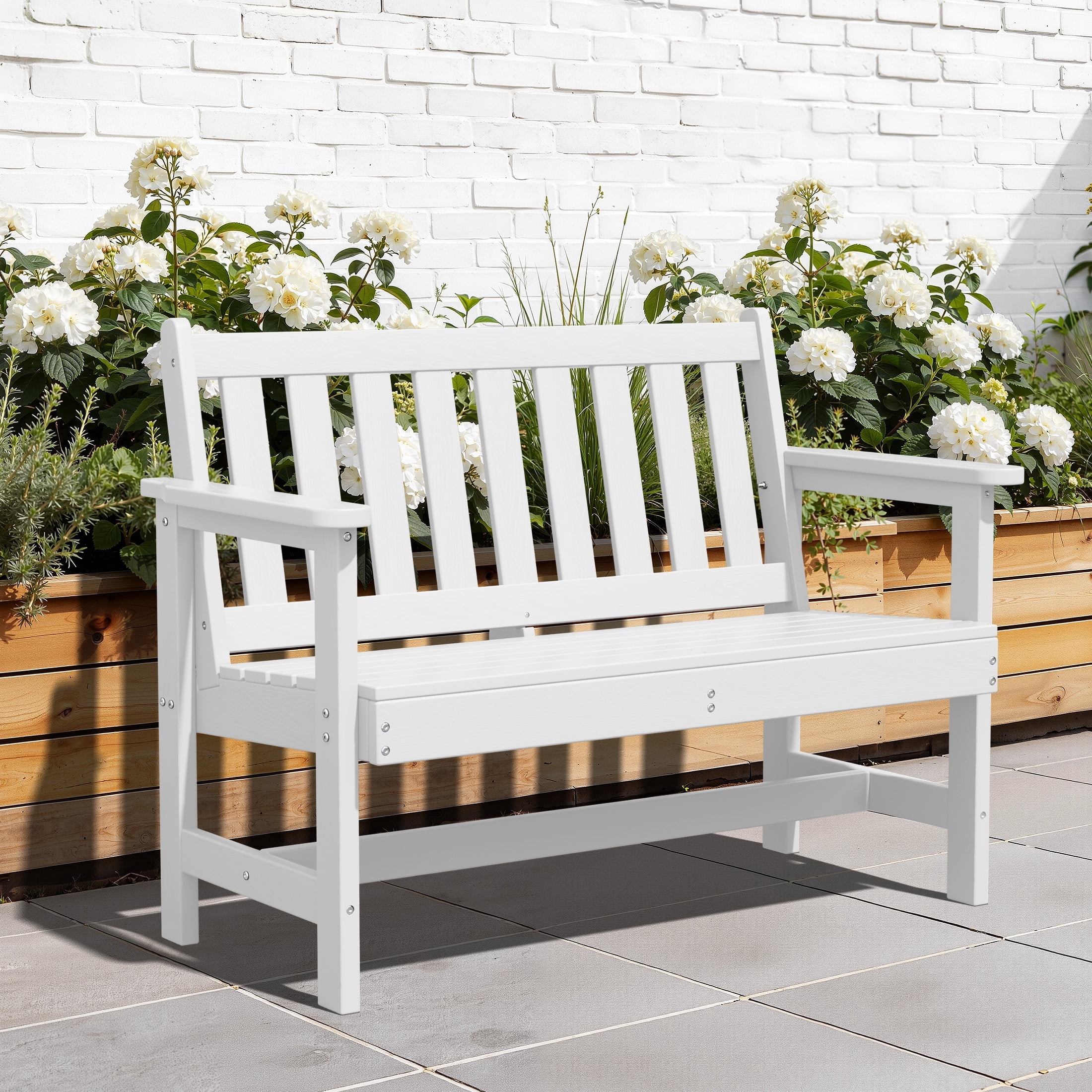 LOYALICE HDPE 48.8" 2-Person Weather-Resistant Park Bench for Outdoor ...