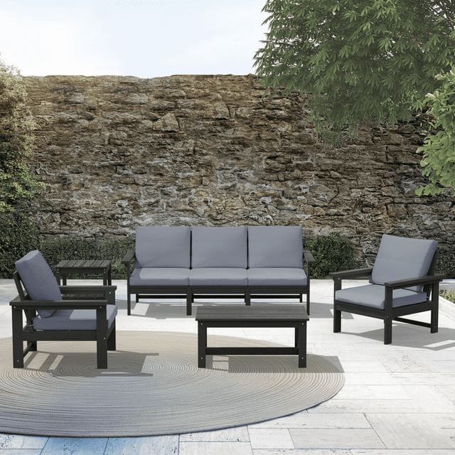 JUSTLET HDPE Patio Sofa Set, All Weather Outdoor Patio Furniture Set, 3 ...