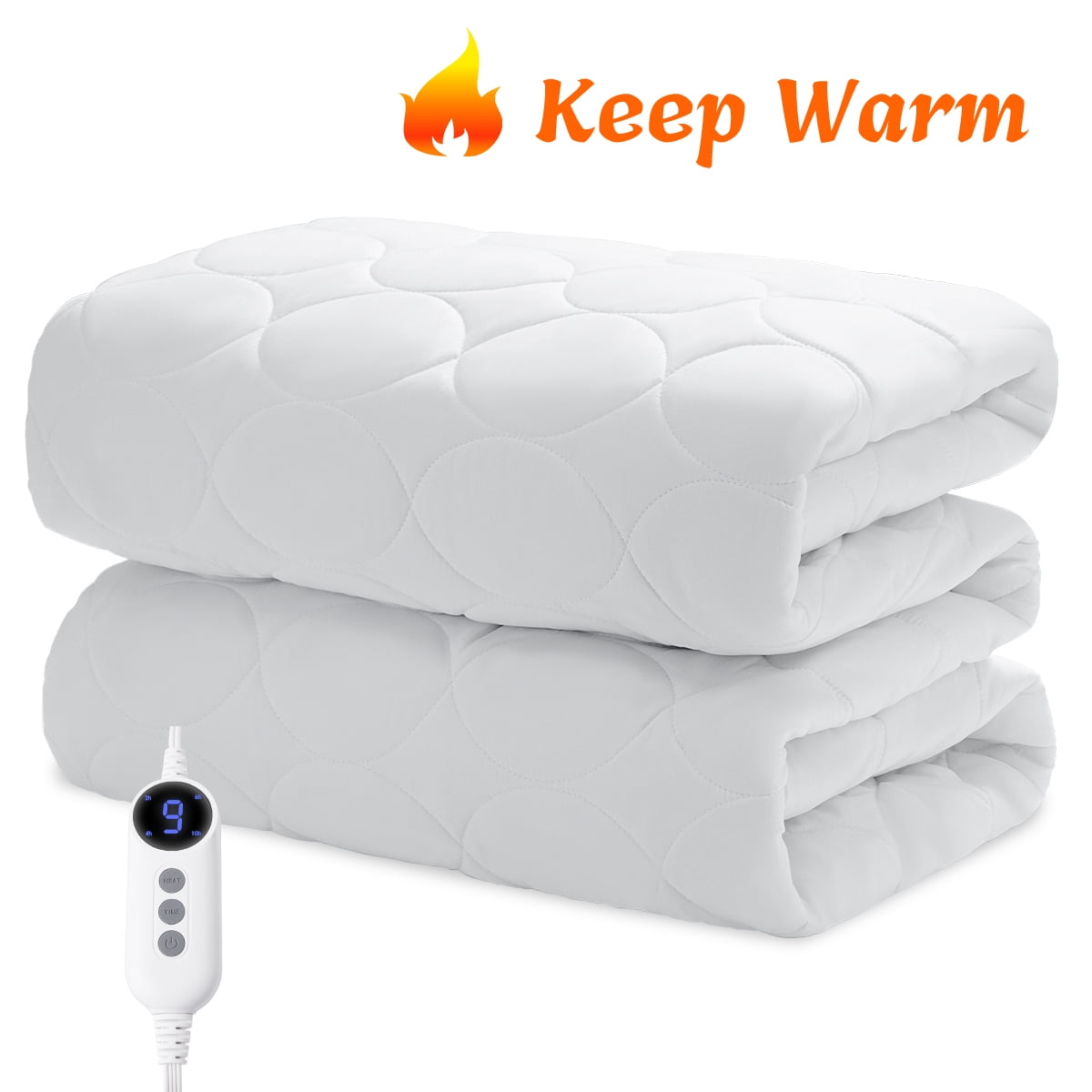 JUSTLET Electric Heated Mattress Pad, Dual Control, 8 Temp Zone, Auto ...