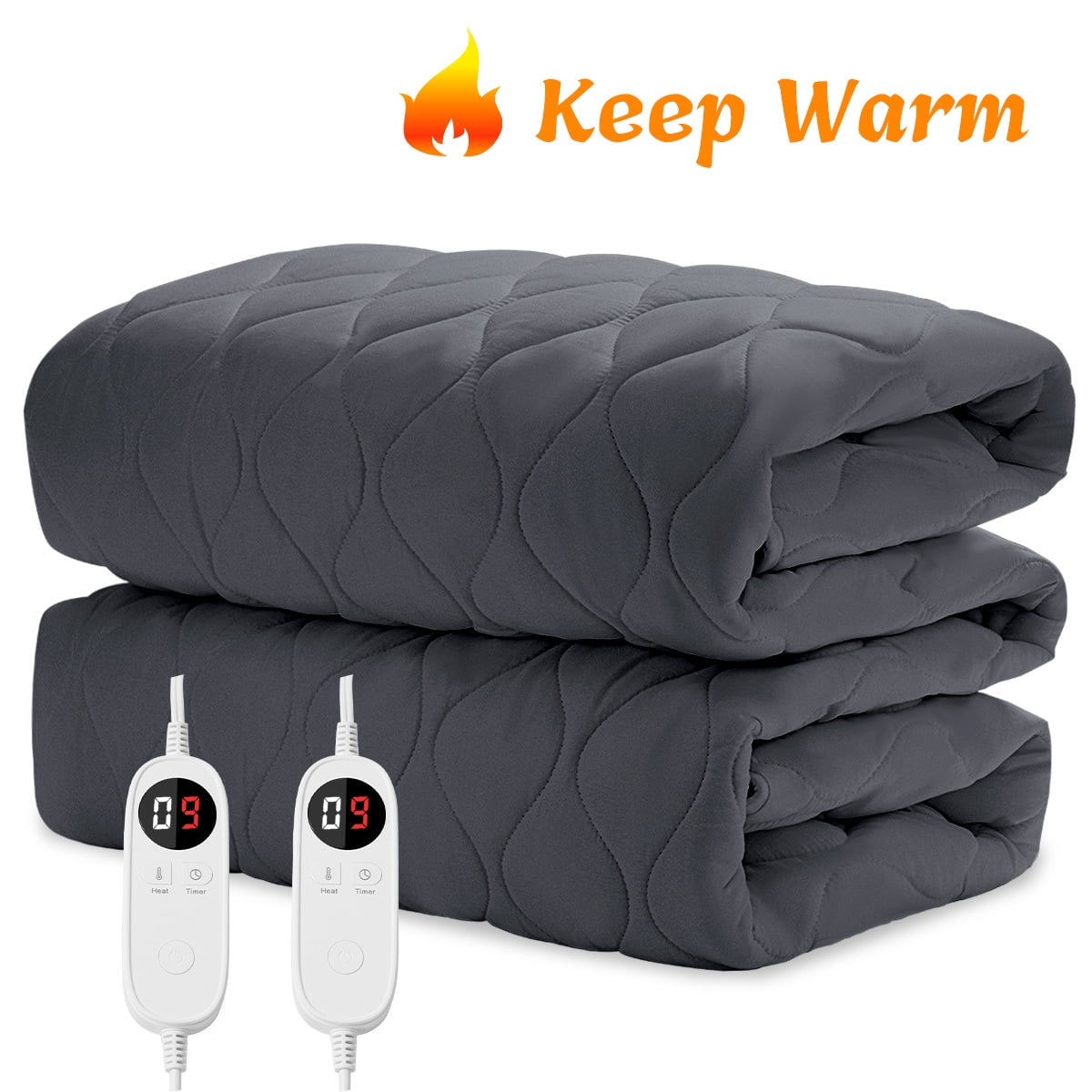 JUSTLET King Size Heated Mattress Pad, Electric Bed Warmer with 9 Heat ...