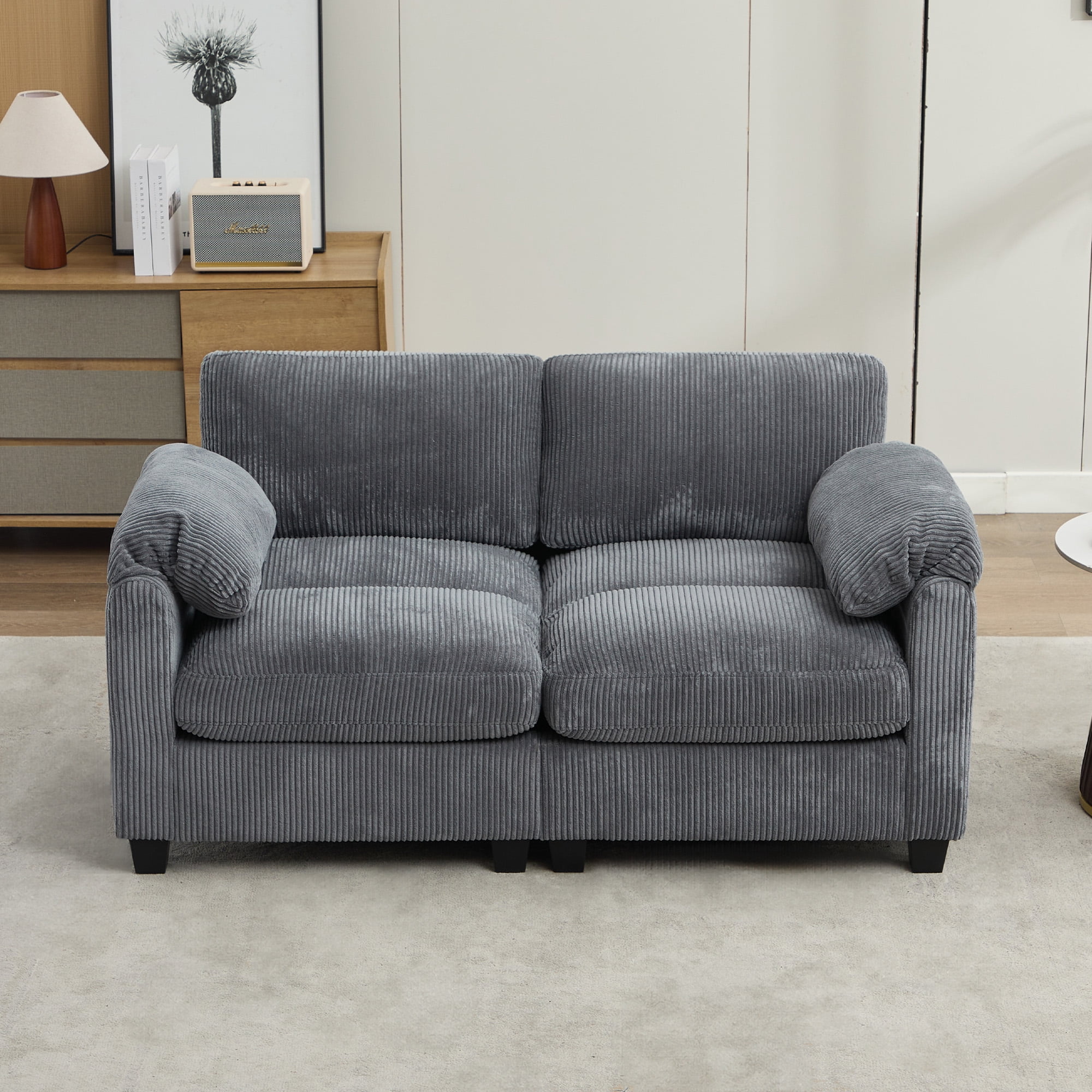 JUSTLET Loveseat Sofa, Modern 2 Seater Corduroy Sofa Couch for Living ...