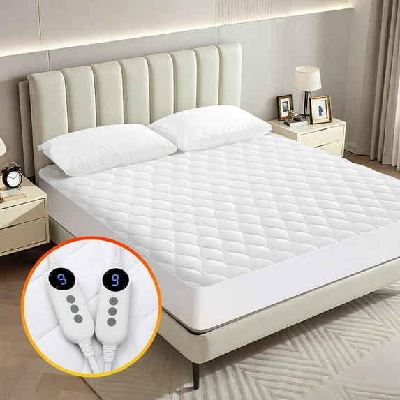 JUSTLET Luxury Heated Mattress Pad with Dual Controllers - Electric Bed ...