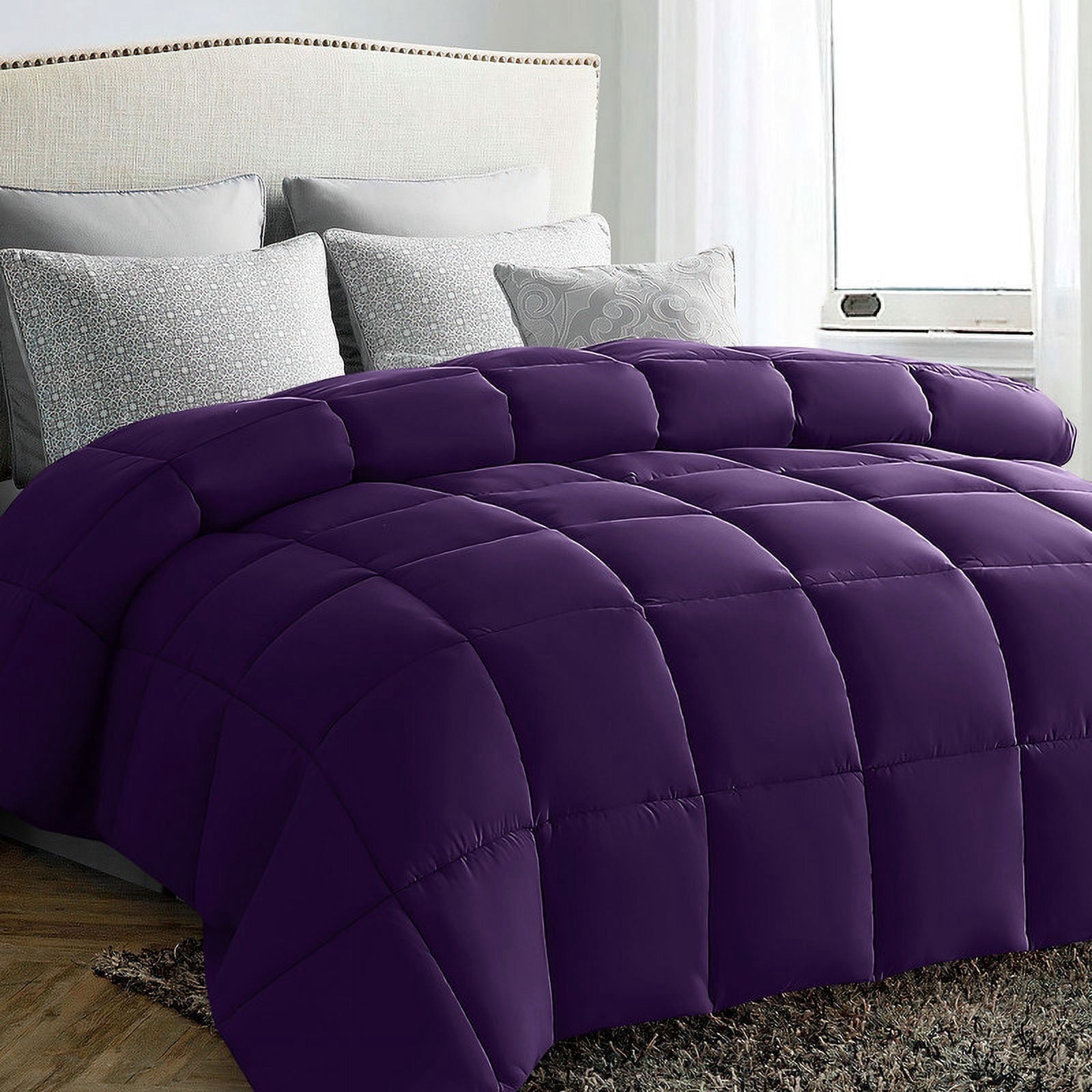JUSTLET Luxury Purple Comforter King, Solid Down Alternative ...