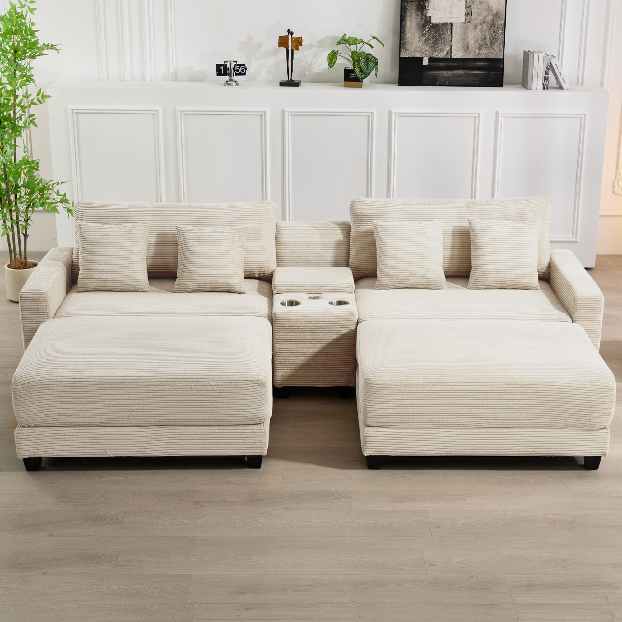 JUSTLET U-Shaped Sectional Sofa Set, Indoor Furniture Convertible ...
